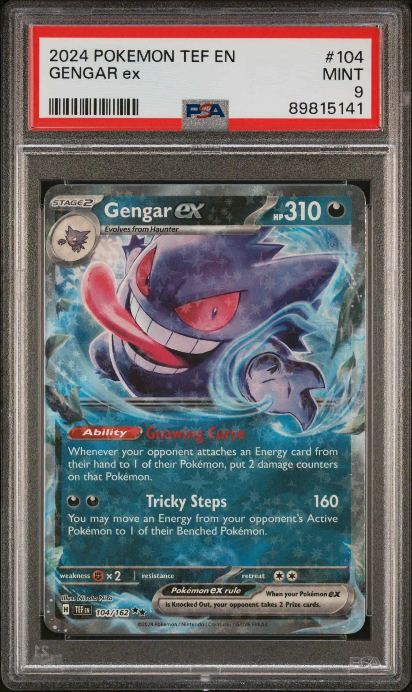 2024 Pokemon Tef En-temporal Forces 104 Gengar Ex PSA 9 | GameStop