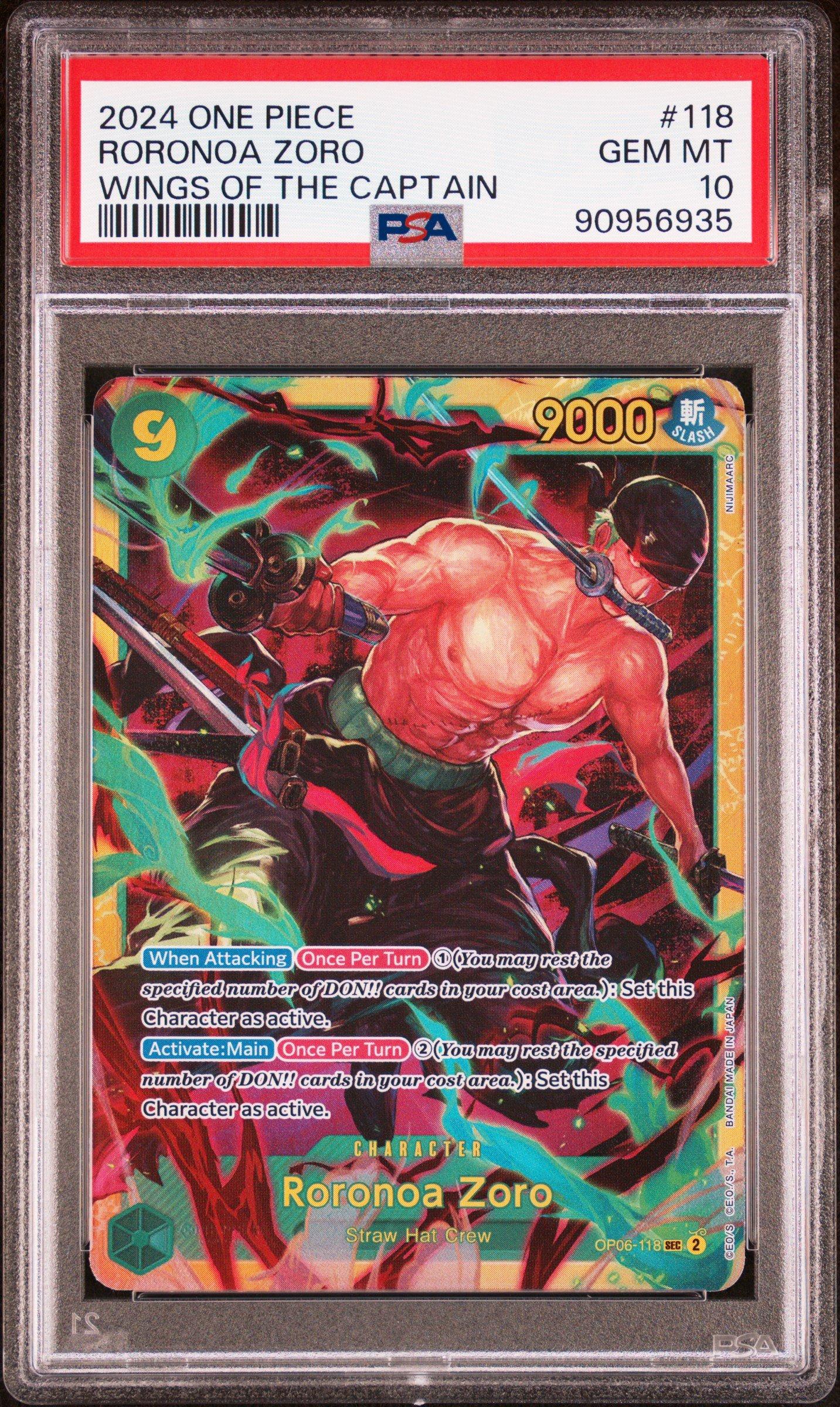 2024 One Piece Wings Of The Captain 118 Roronoa Zoro PSA 10 | GameStop 2024 One Piece Wings Of The Captain 118 Roronoa Zoro PSA 10 | GameStop
