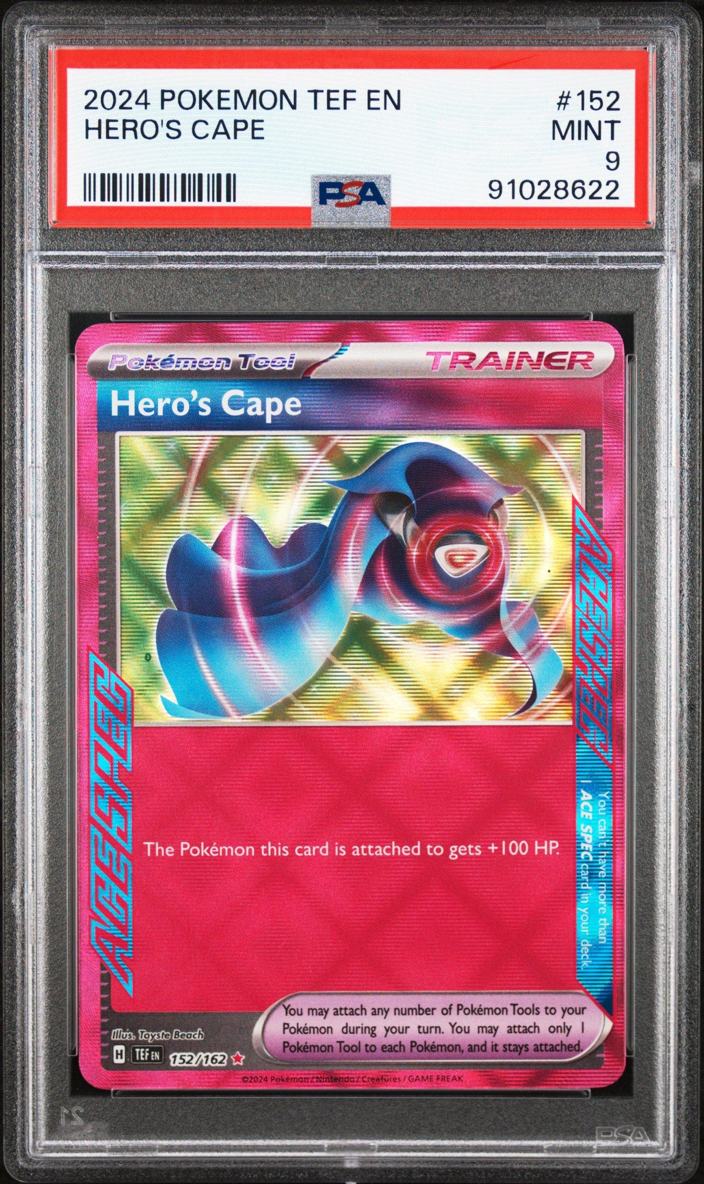 2024 Pokemon Tef En-temporal Forces 152 Hero's Cape PSA 9 | GameStop