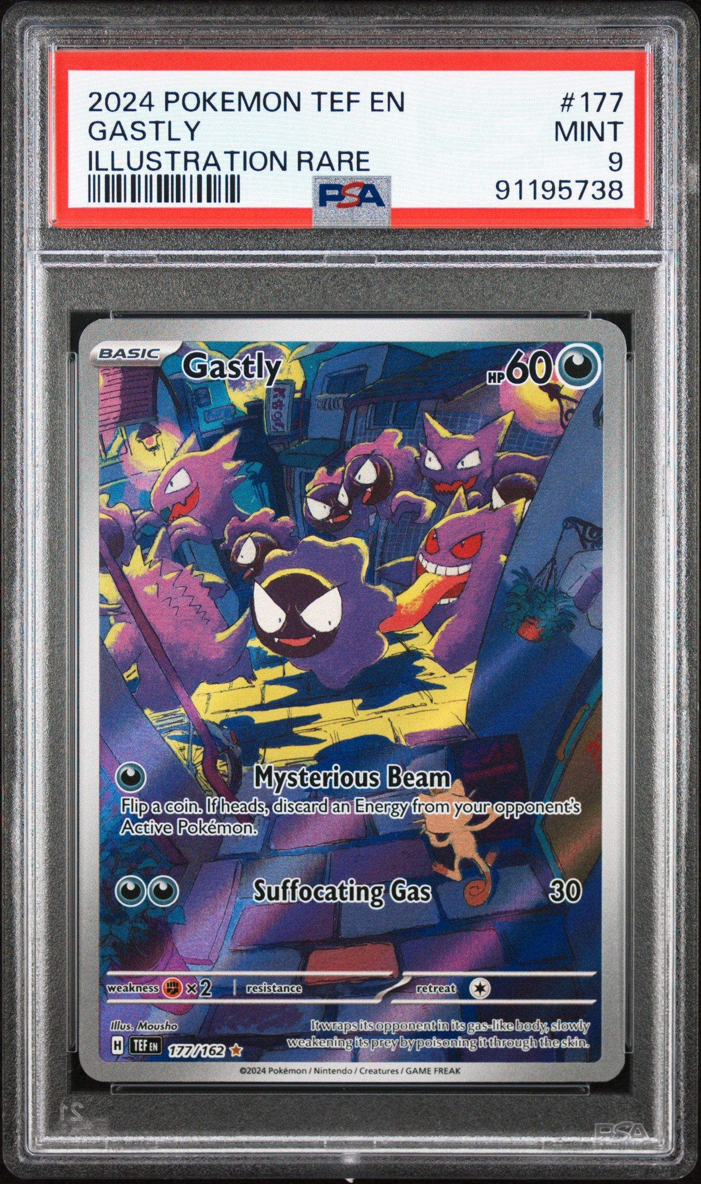 2024 Pokemon Tef En-temporal Forces 177 Gastly Illustration Rare PSA 9 ...