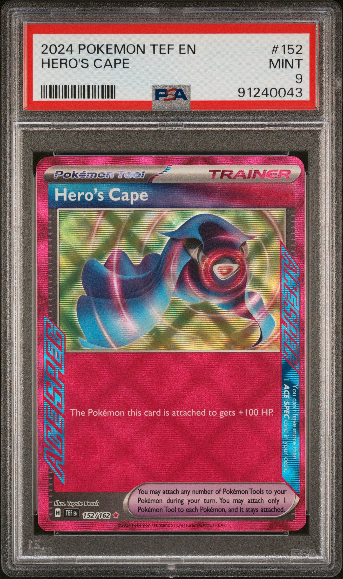 2024 Pokemon Tef En-temporal Forces 152 Hero's Cape PSA 9 | GameStop