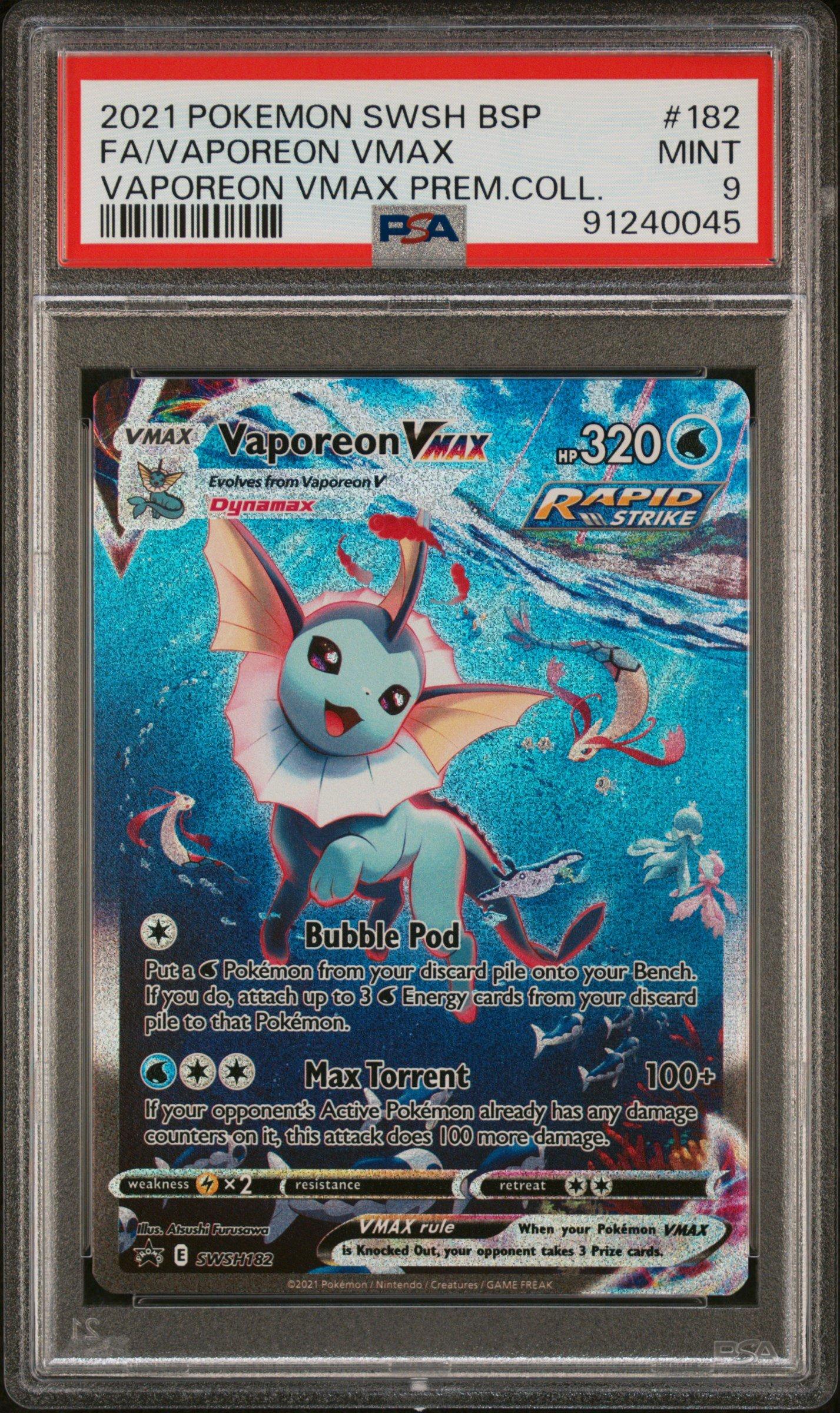 2021 Pokemon Swsh Black Star Promo 182 Full Art/vaporeon Vmax Vaporeon Vmax Premium Collection ...
