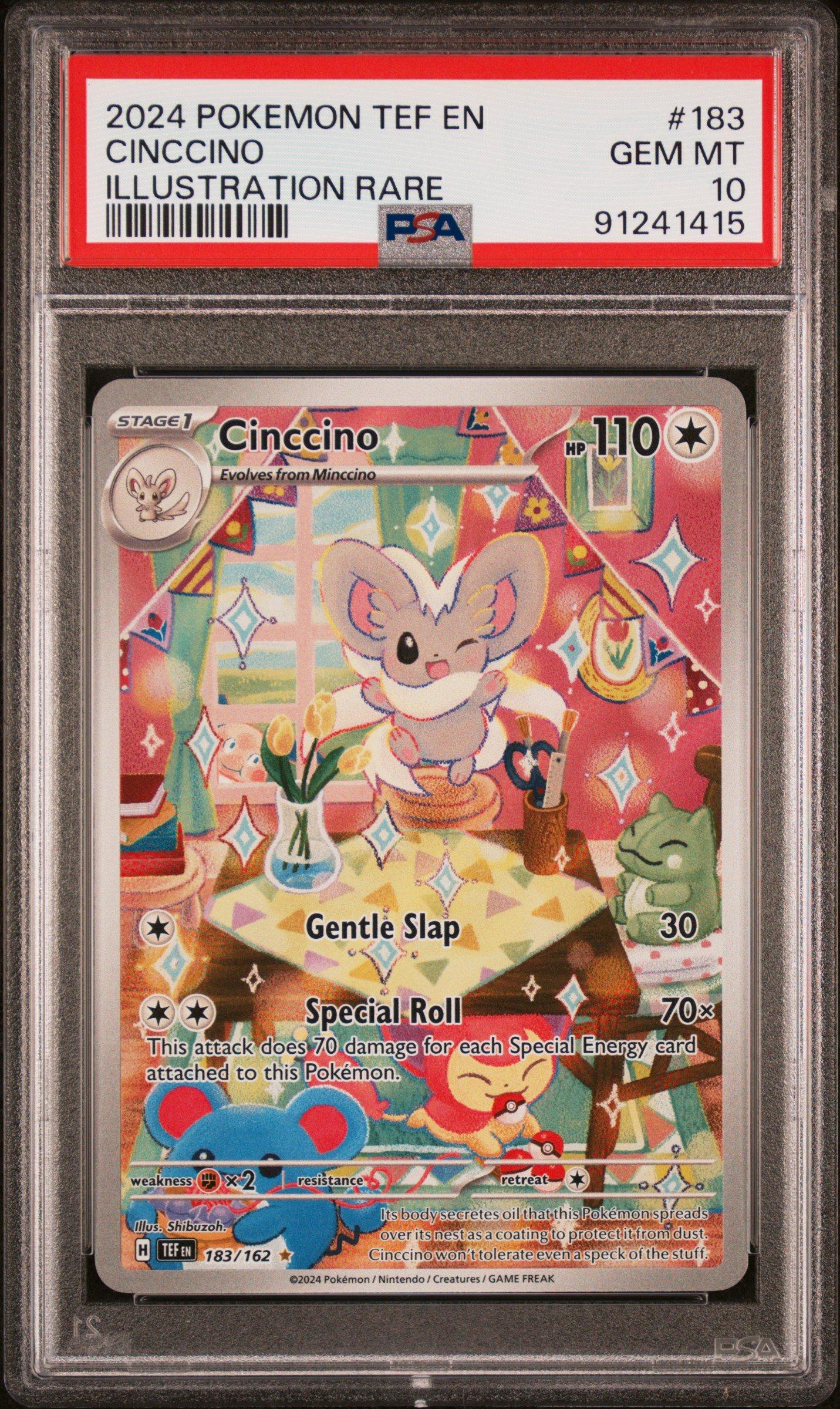 2024 Pokemon Tef En-temporal Forces 183 Cinccino Illustration Rare PSA ...