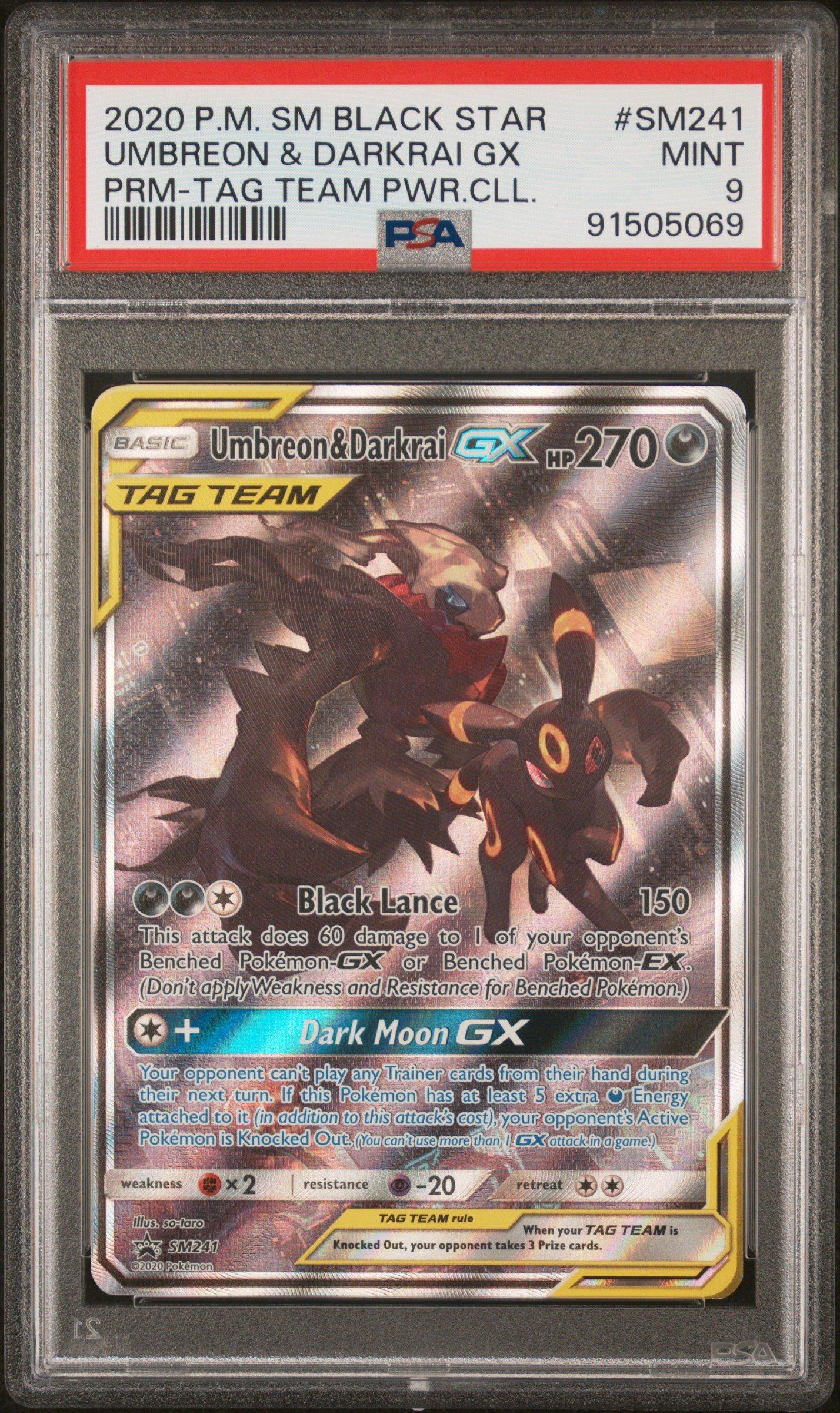 2020 Pokemon Sm Black Star Promo Sm241 Umbreon & Darkrai Gx Tag Team ...