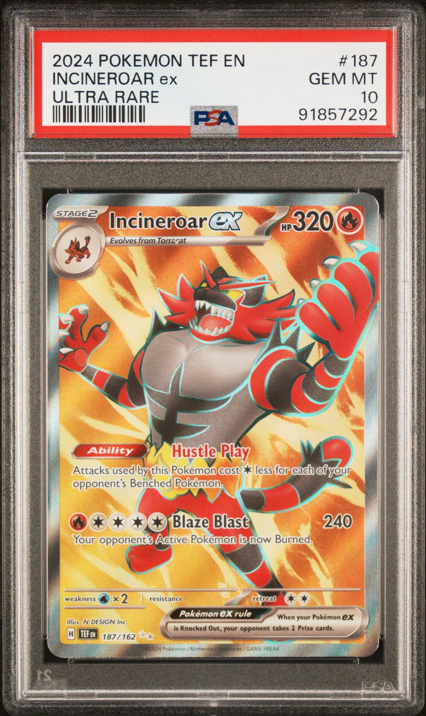 2024 Pokemon Tef En-temporal Forces 187 Incineroar Ex Ultra Rare PSA 10 ...