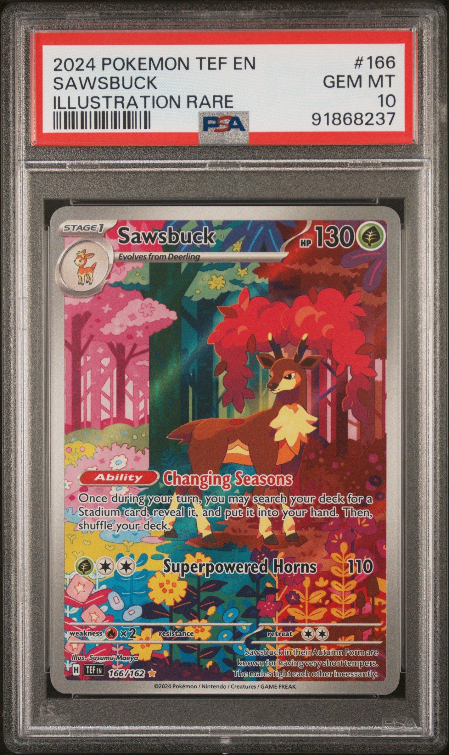 2024 Pokemon Tef En-temporal Forces 166 Sawsbuck Illustration Rare PSA ...