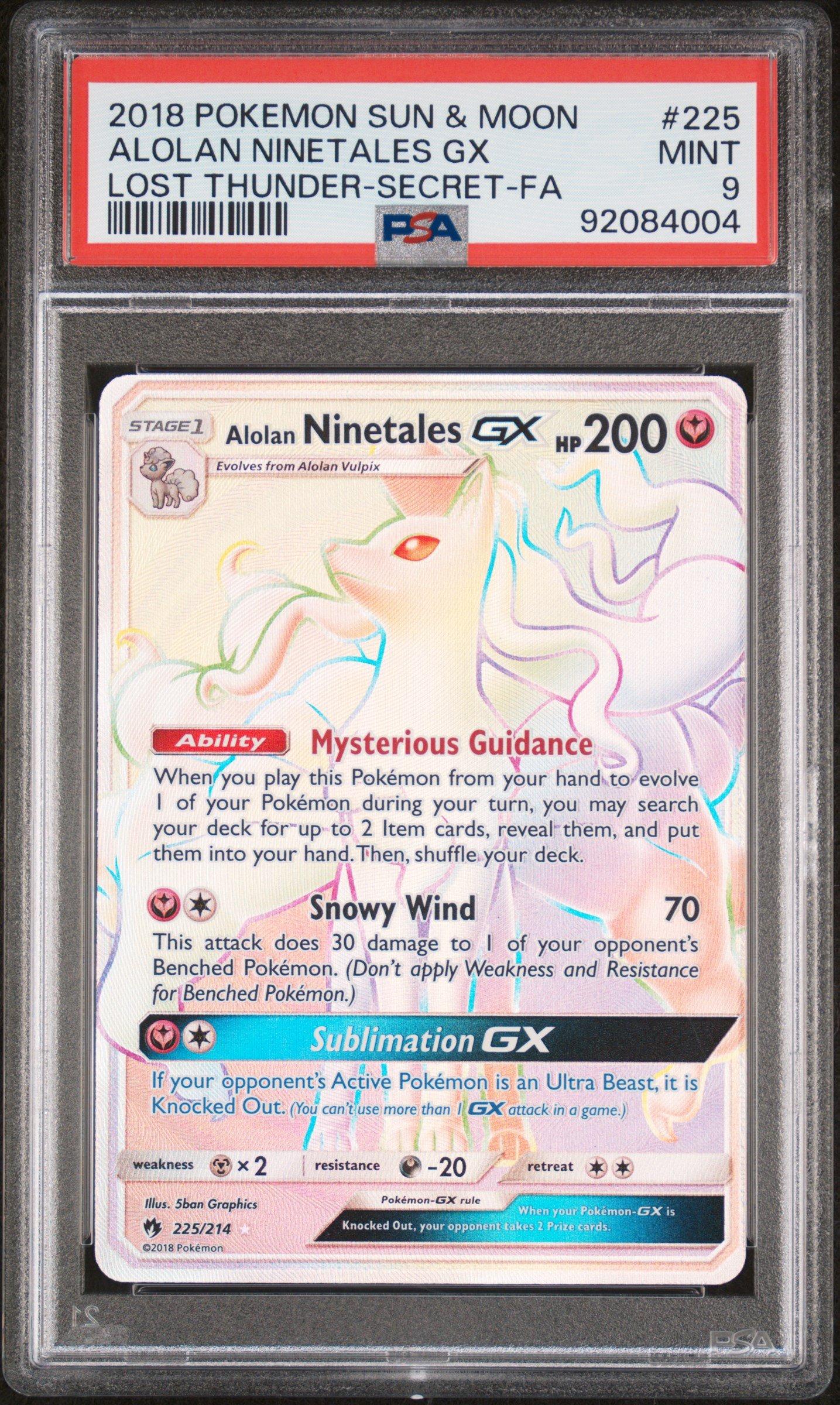 2018 Pokemon Sun & Moon Lost Thunder 225 Full Art/alolan Ninetales Gx Secret PSA 9 | GameStop