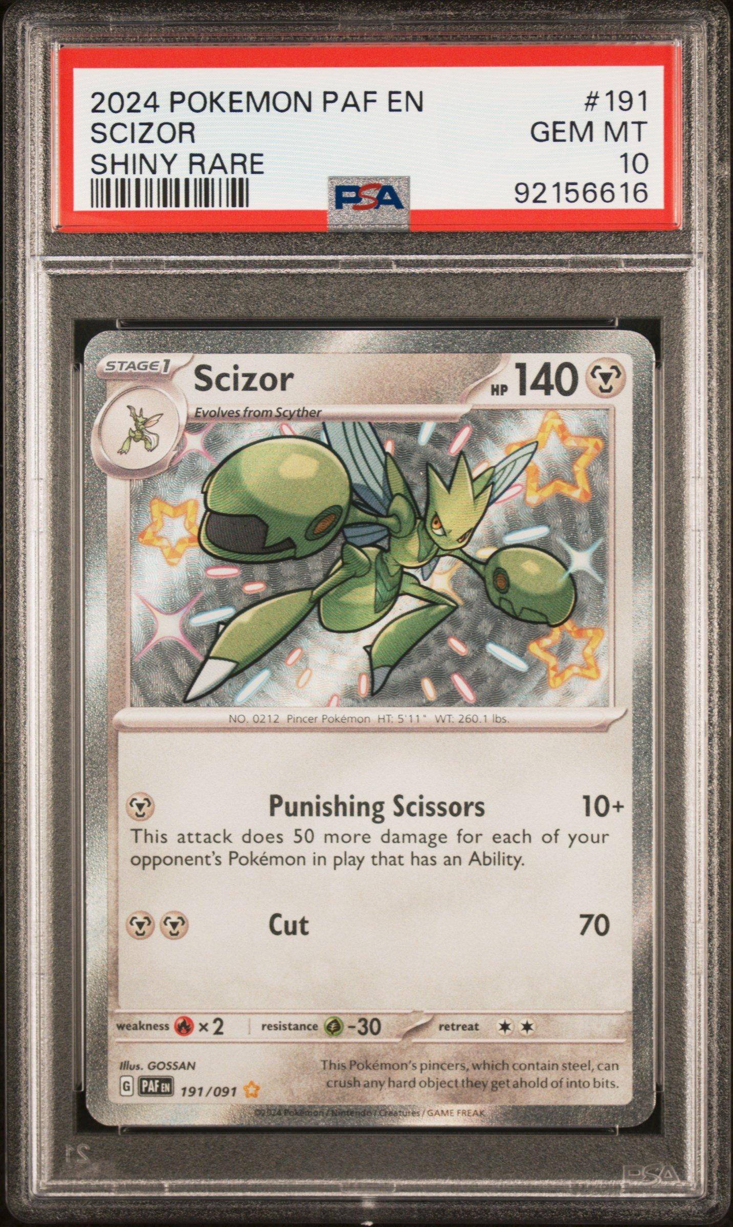 2024 Pokemon Paf En-paldean Fates 191 Scizor Shiny Rare PSA 10 | GameStop