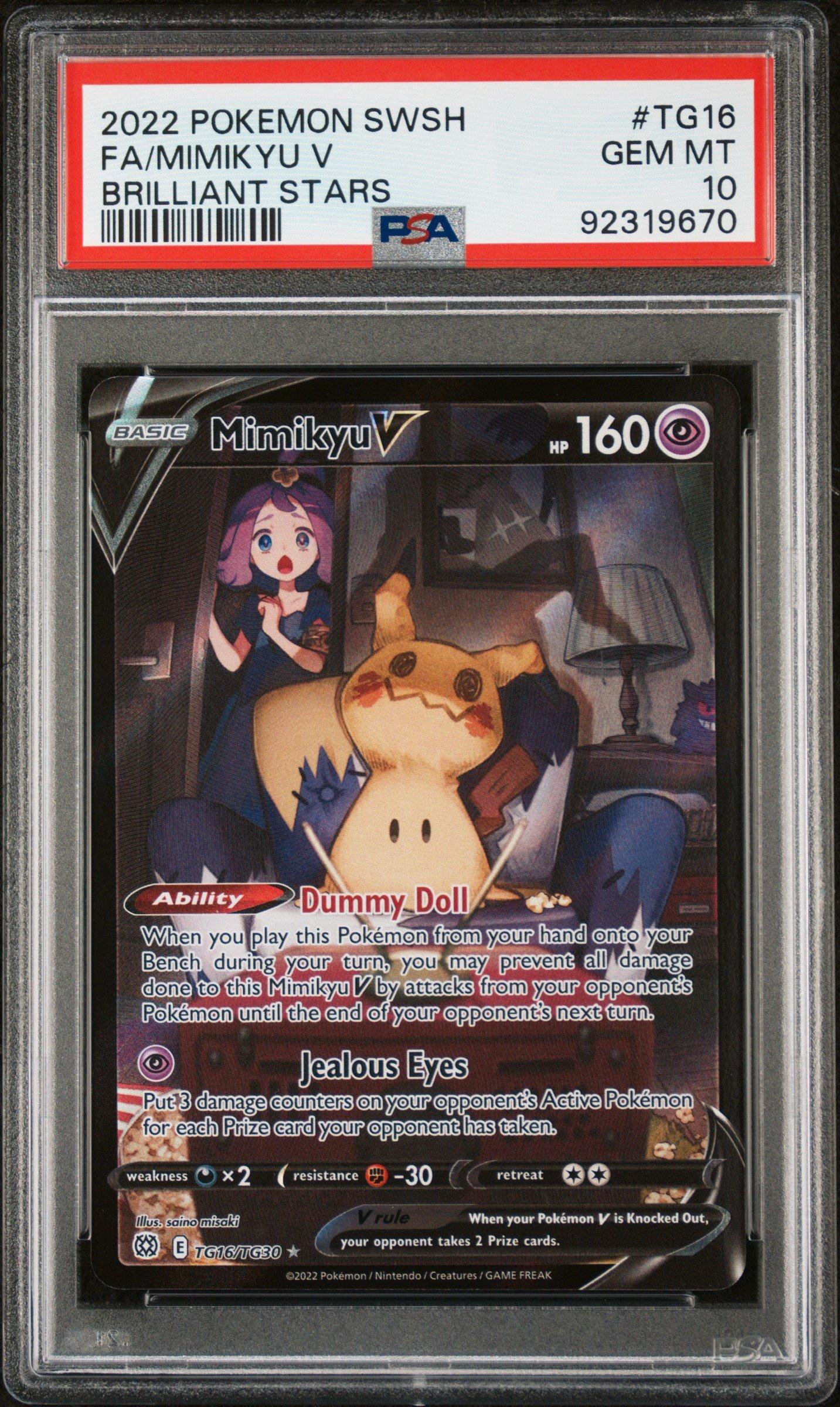2022 Pokemon Sword & Shield Brilliant Stars Tg16 Full Art/mimikyu V PSA 10 | GameStop