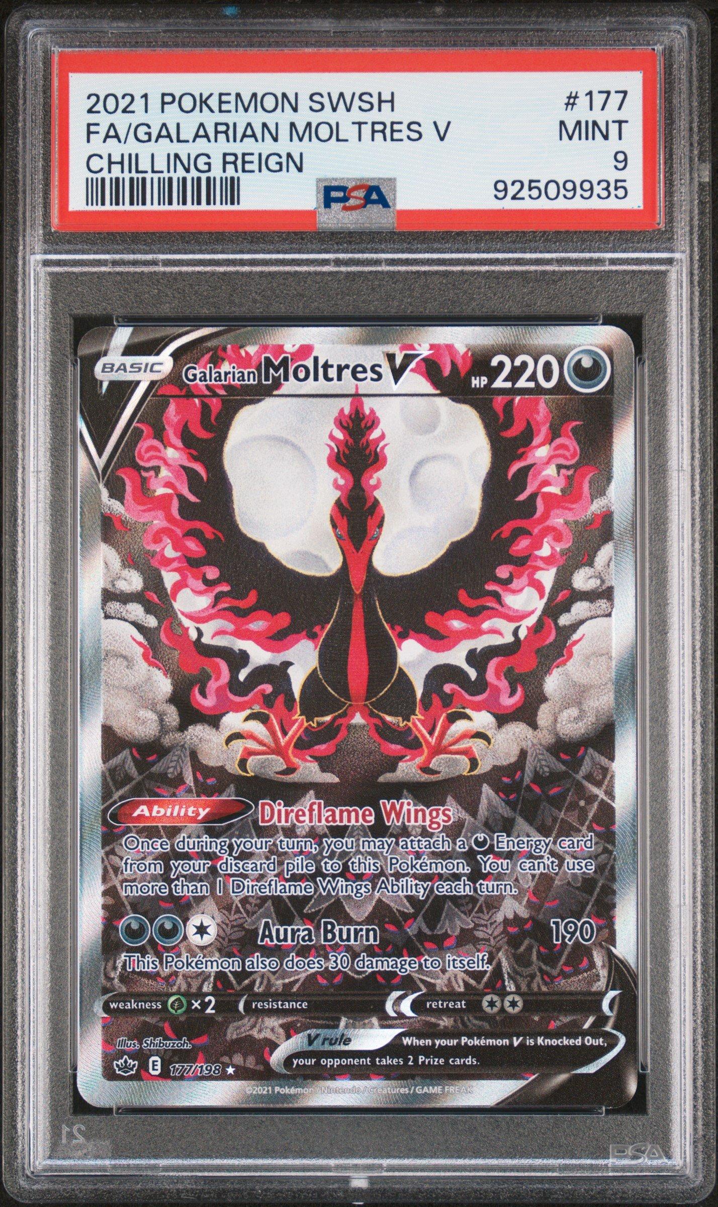 2021 Pokemon Sword & Shield Chilling Reign 177 Full Art/galarian Moltres V PSA 9 | GameStop