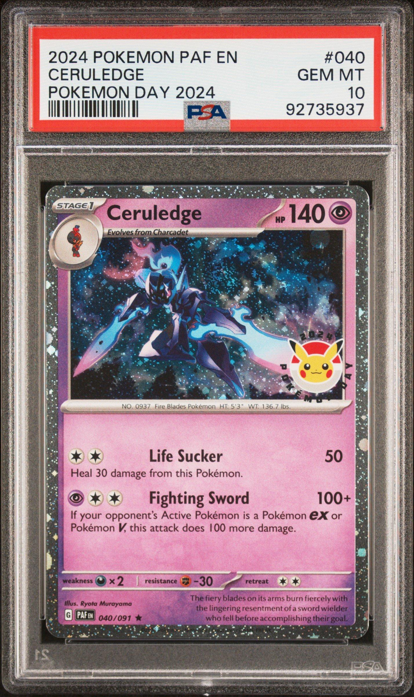 2024 Pokemon Paf En-paldean Fates 040 Ceruledge Pokemon Day 2024 PSA 10 ...