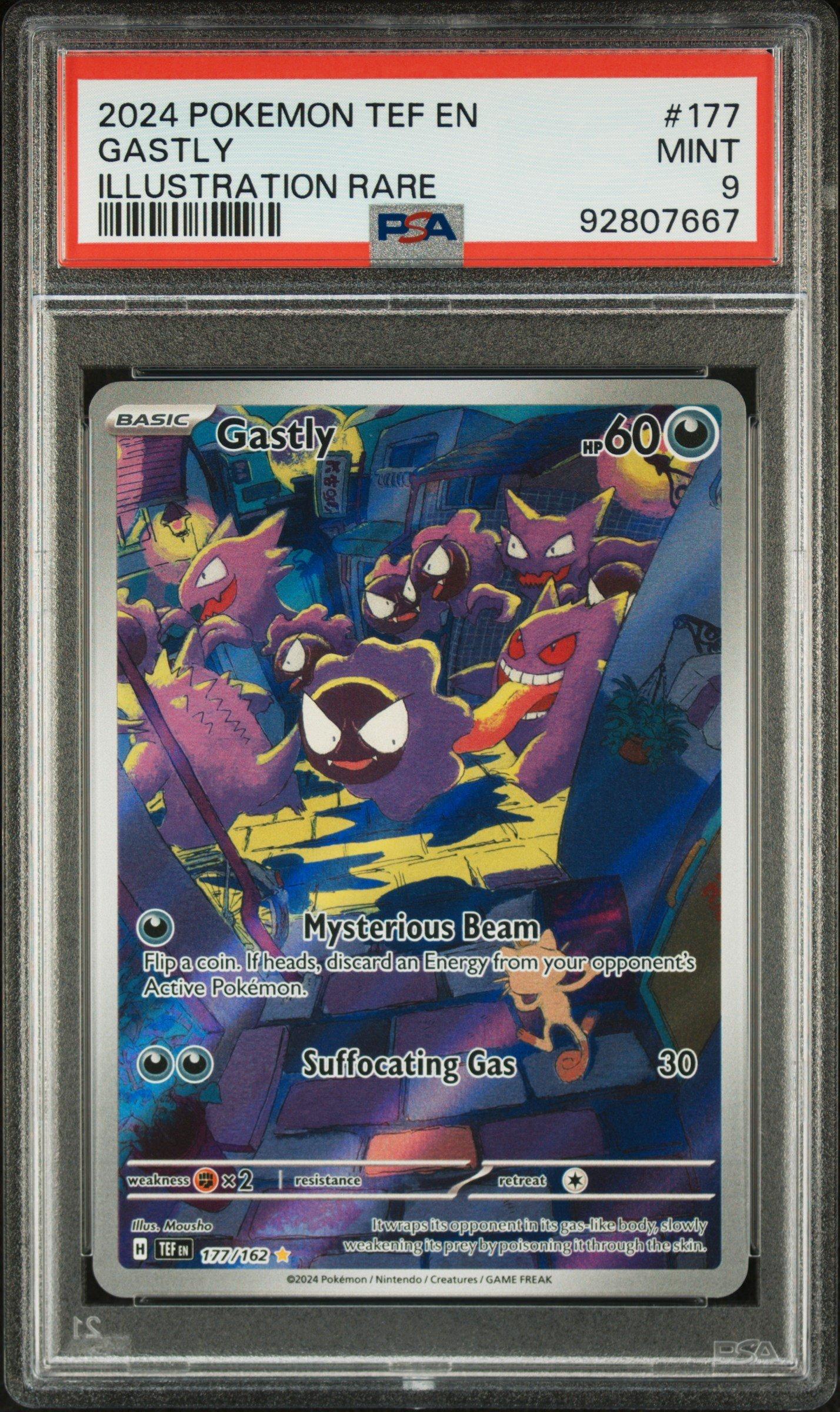2024 Pokemon Tef En-temporal Forces 177 Gastly Illustration Rare PSA 9 ...