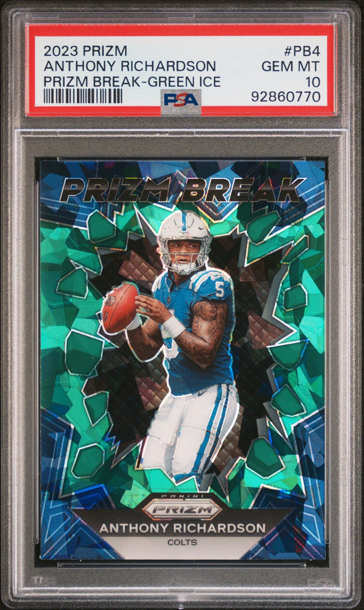 2023 Panini Prizm Prizm Break Pb4 Anthony Richardson Green Ice PSA 10 ...