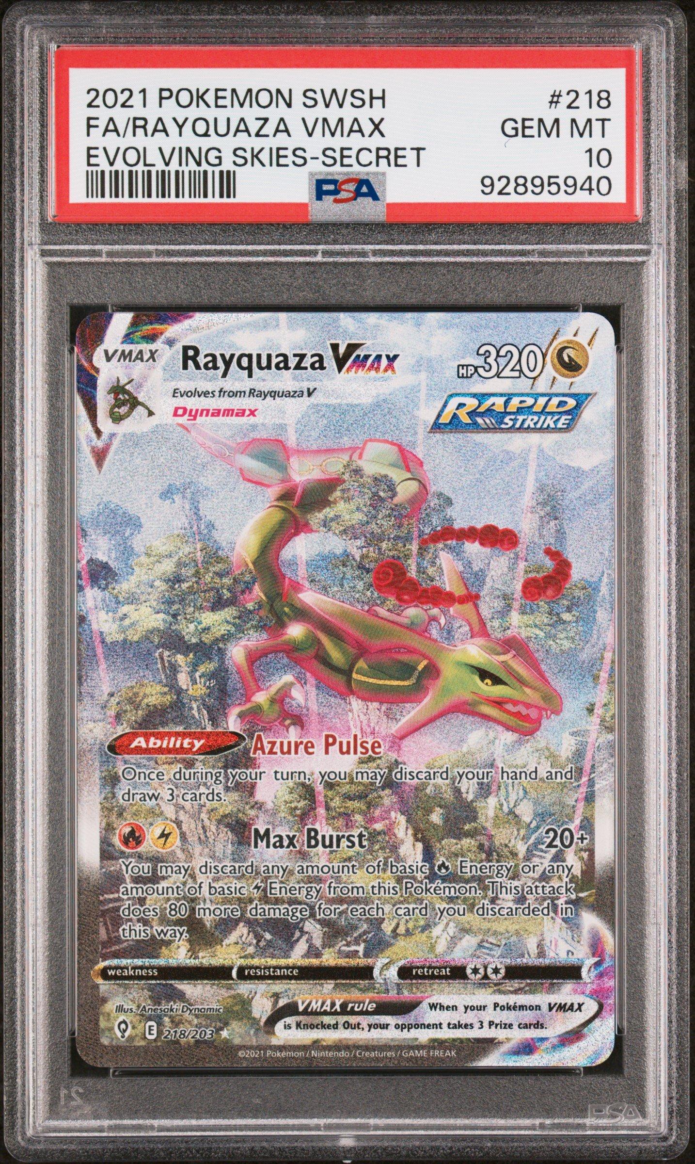 2021 Pokemon Sword & Shield Evolving Skies 218 Full Art/rayquaza Vmax Secret PSA 10 | GameStop