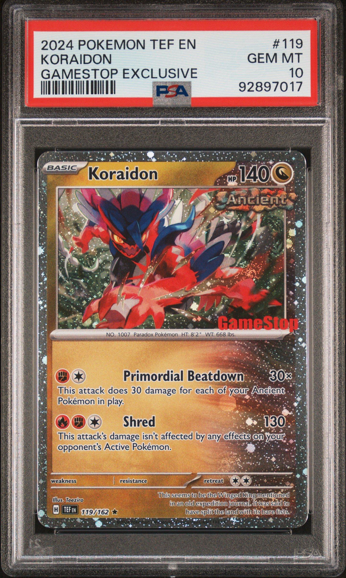 2024 Pokemon Tef En-temporal Forces 119 Koraidon Gamestop Exclusive PSA ...