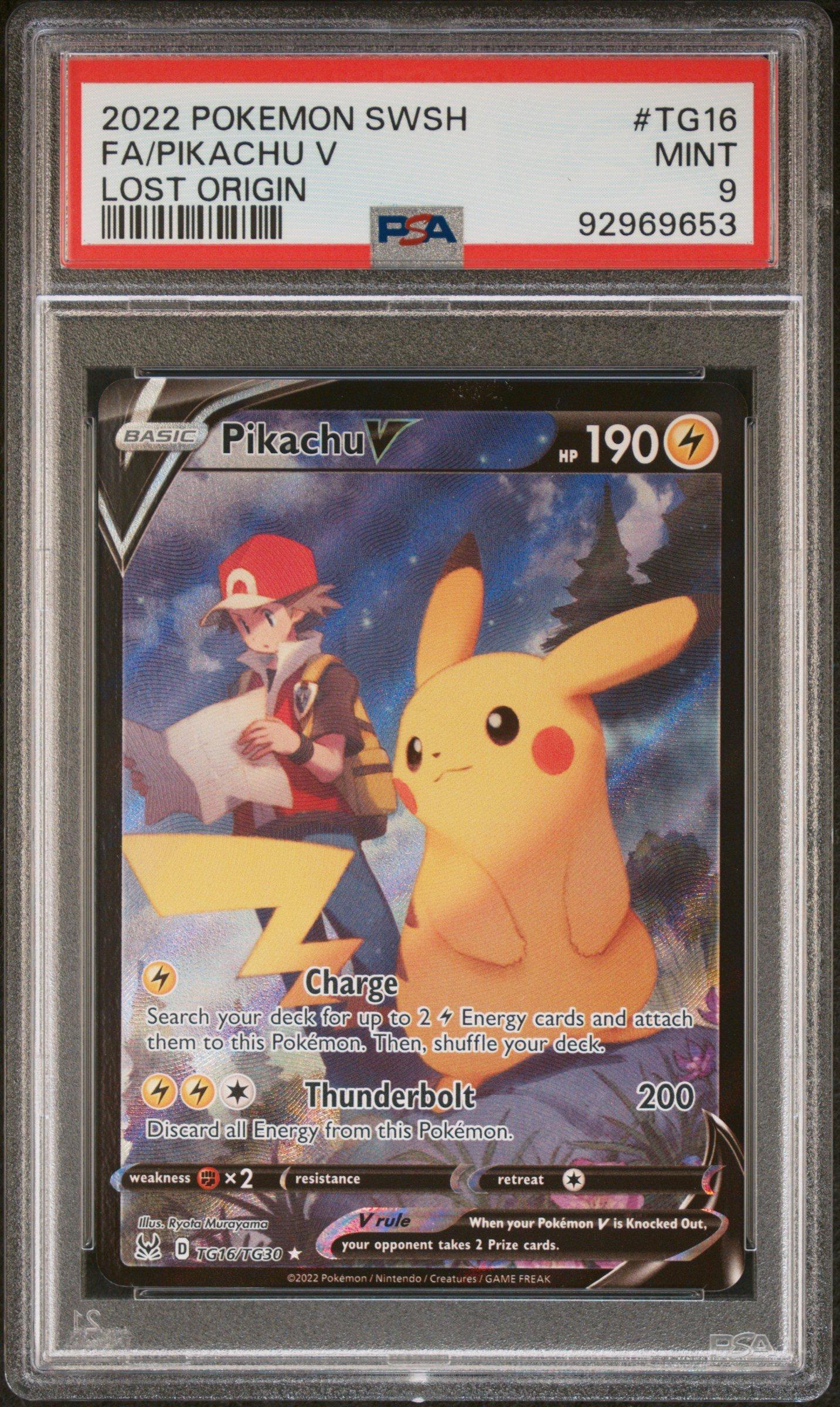 2022 Pokemon Sword & Shield Lost Origin Tg16 Full Art/pikachu V PSA 9 ...