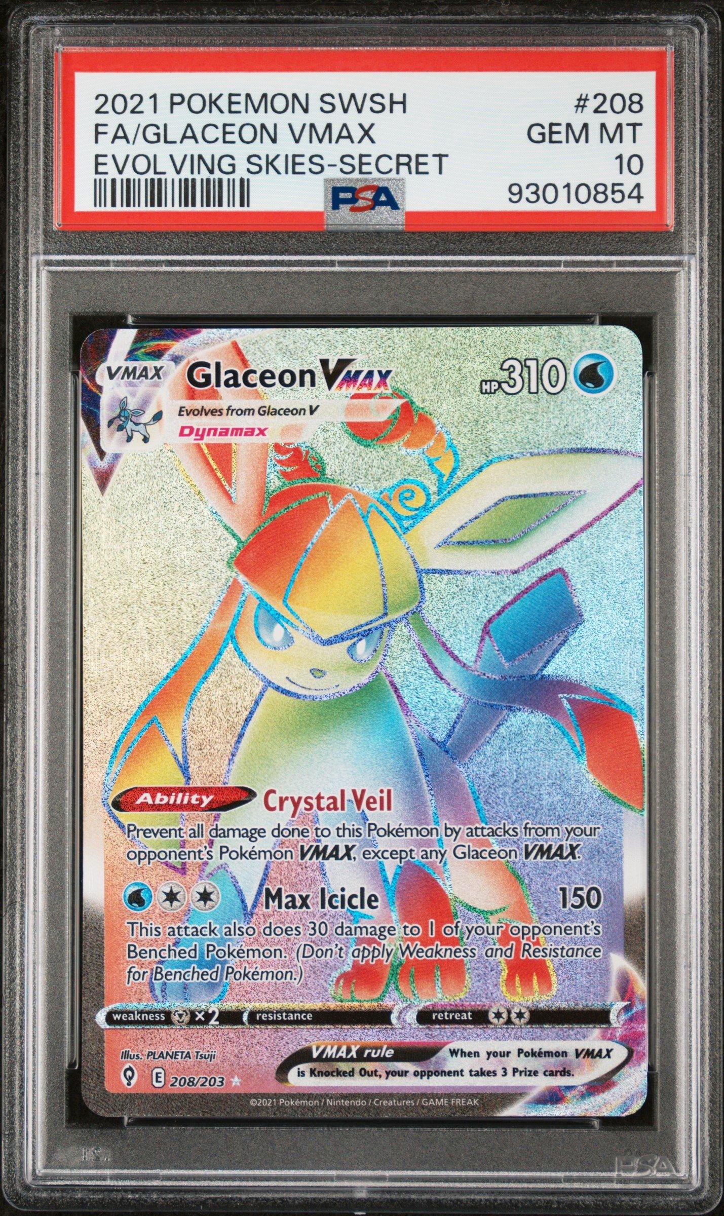 2021 Pokemon Sword & Shield Evolving Skies 208 Full Art/glaceon Vmax Secret PSA 10 | GameStop