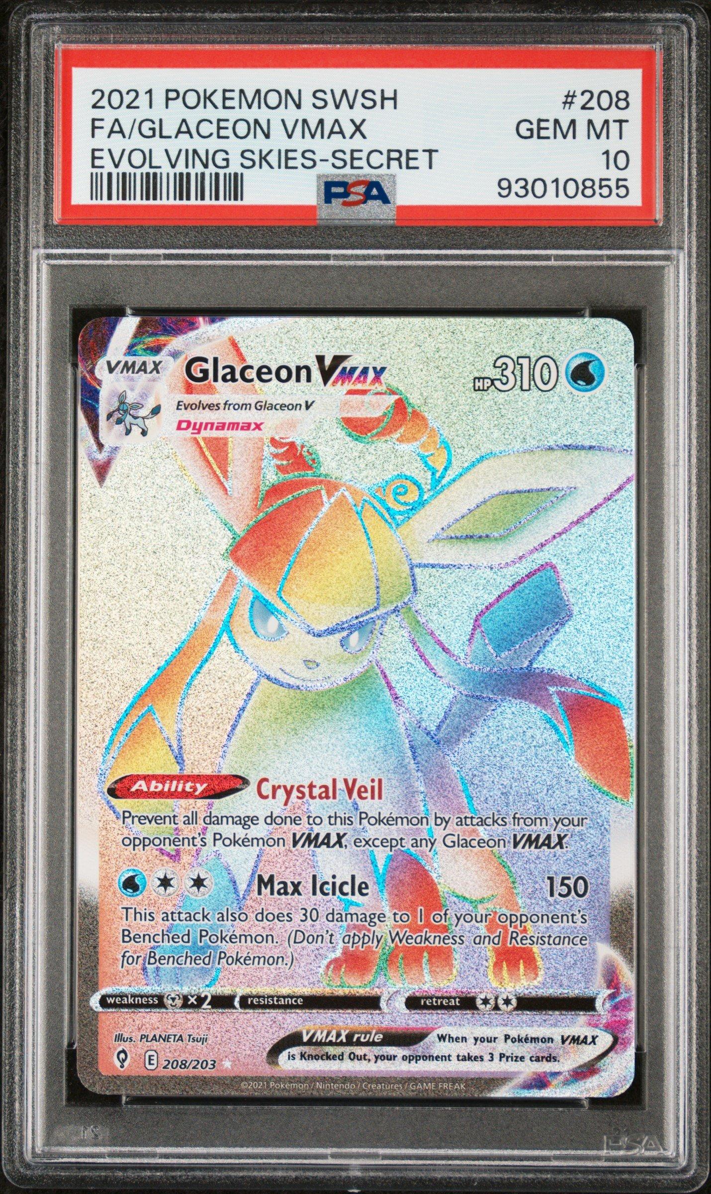 2021 Pokemon Sword & Shield Evolving Skies 208 Full Art/glaceon Vmax Secret PSA 10 | GameStop