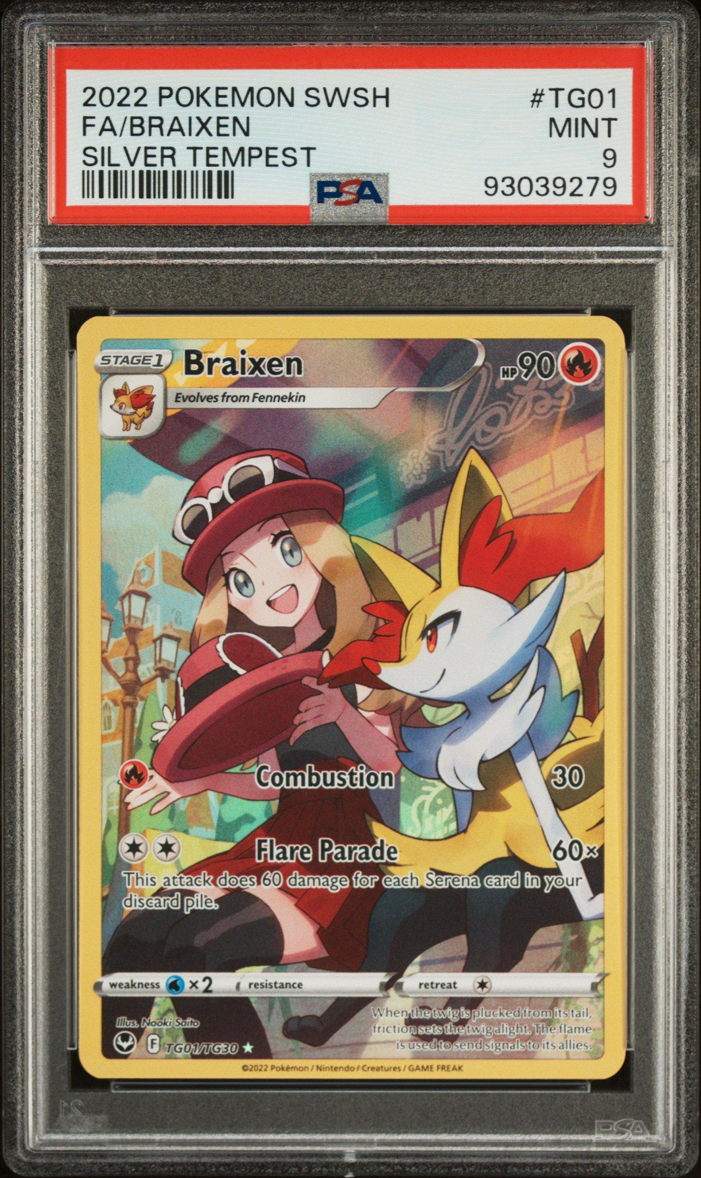 2022 Pokemon Sword & Shield Silver Tempest Tg01 Full Art/braixen PSA 9 ...