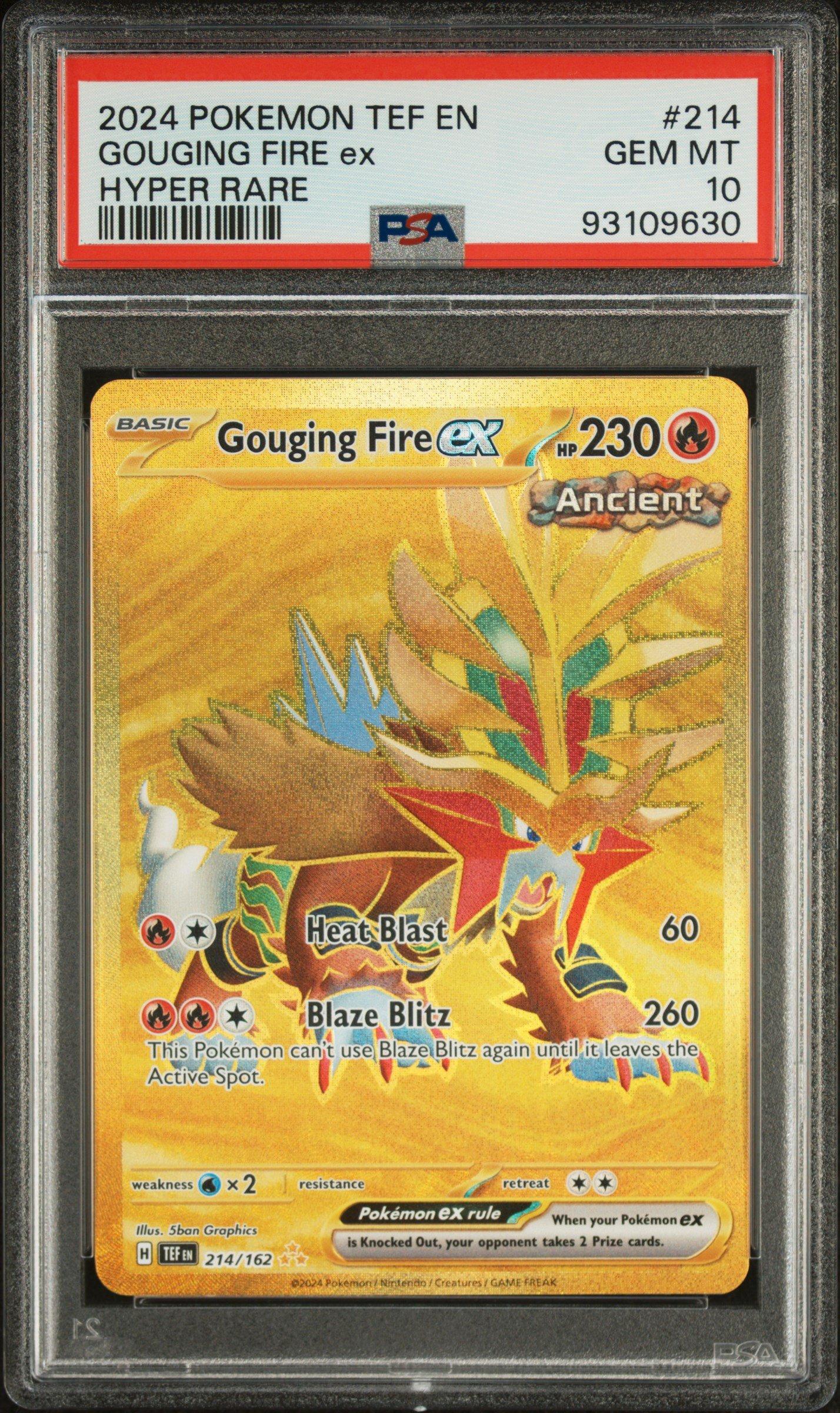 2024 Pokemon Tef En-temporal Forces 214 Gouging Fire Ex Hyper Rare PSA ...