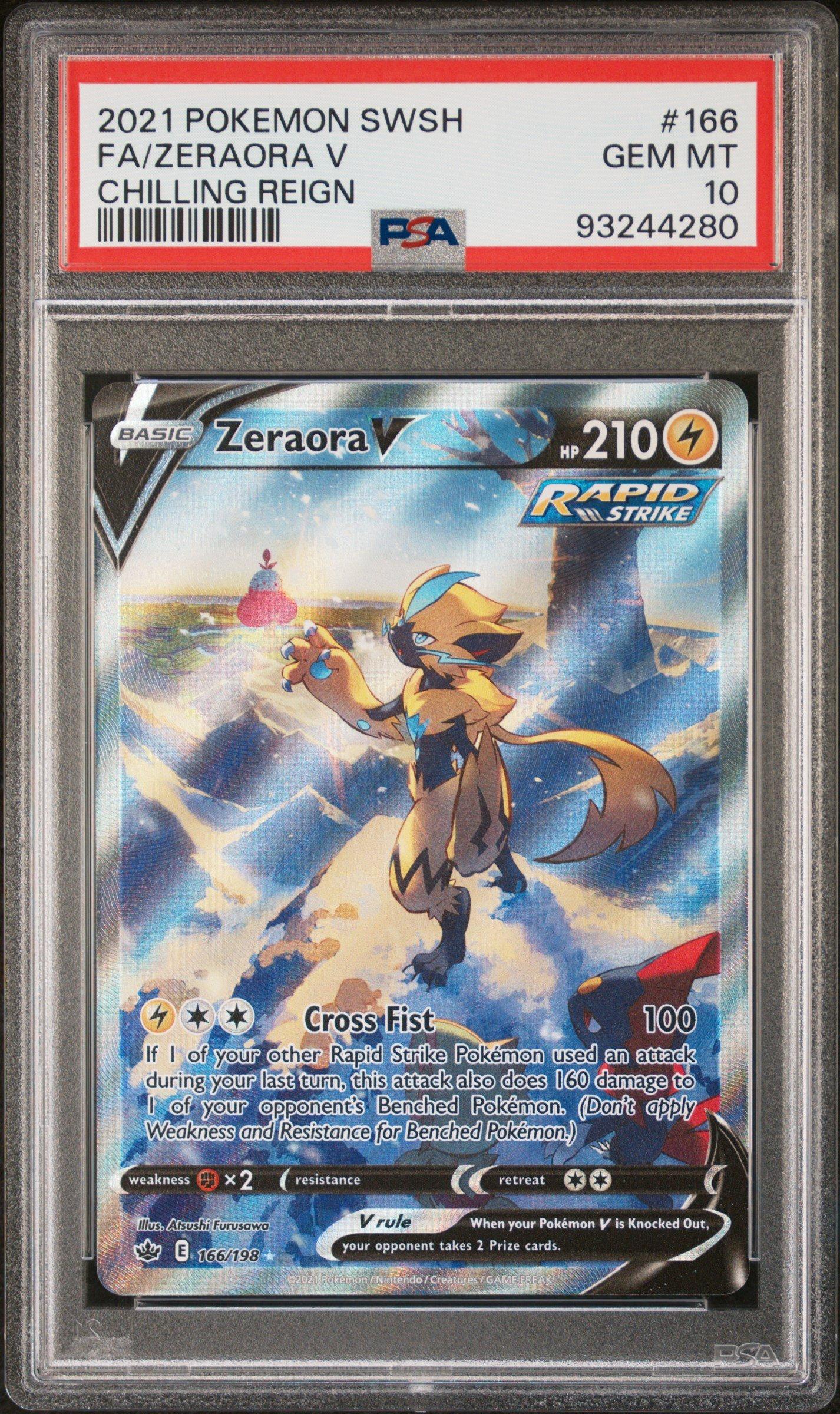 2021 Pokemon Sword & Shield Chilling Reign 166 Full Art/zeraora V PSA 10 | GameStop