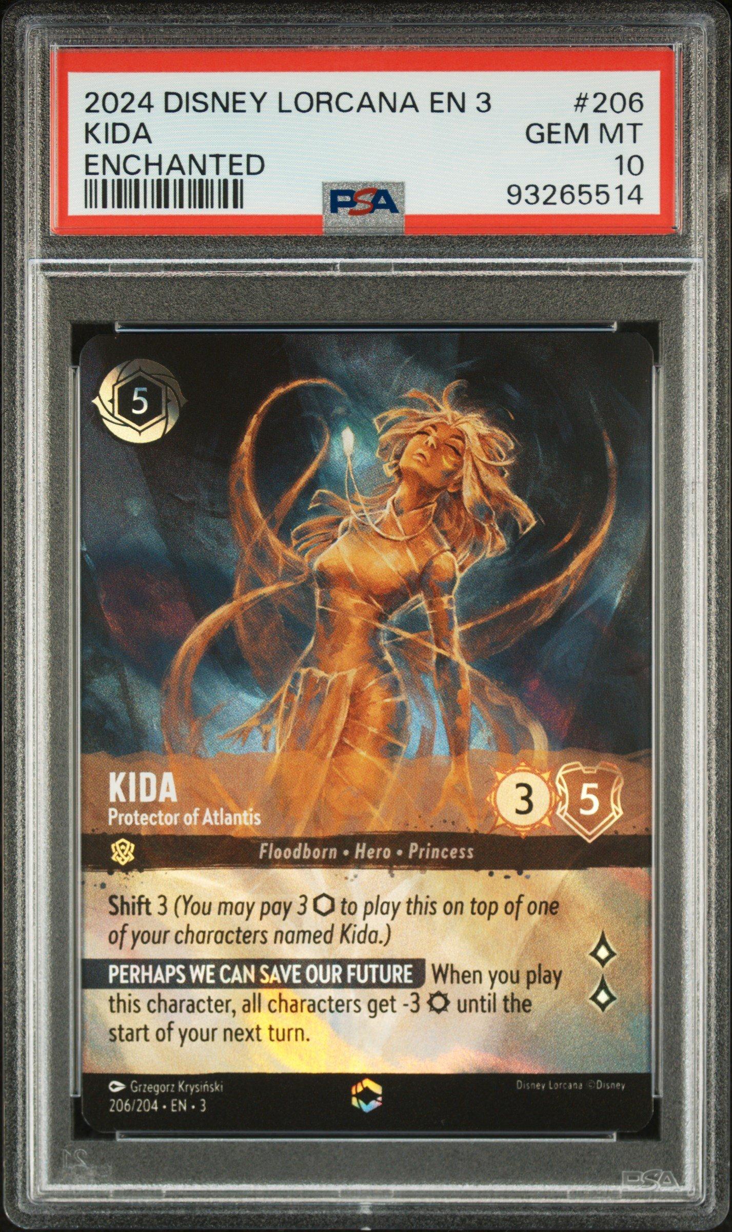 2024 Disney Lorcana En 3-into The Inklands 206 Kida - Protector Of Atlantis Enchanted PSA 10 ...