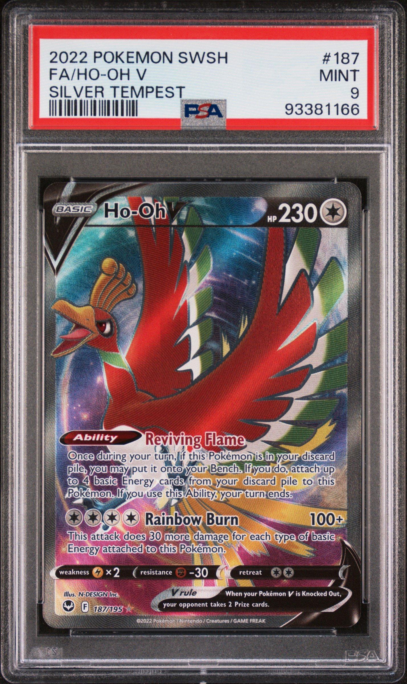 2022 Pokemon Sword & Shield Silver Tempest 187 Full Art/ho-oh V PSA 9 ...