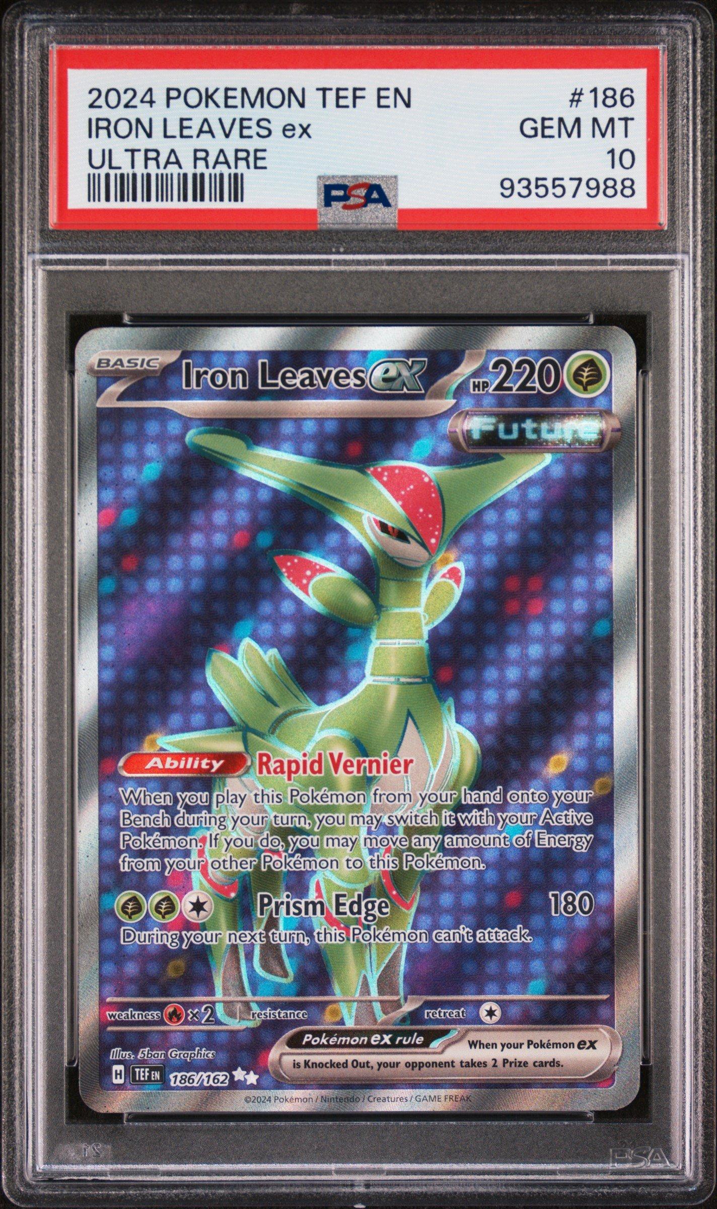 2024 Pokemon Tef En-temporal Forces 186 Iron Leaves Ex Ultra Rare PSA ...