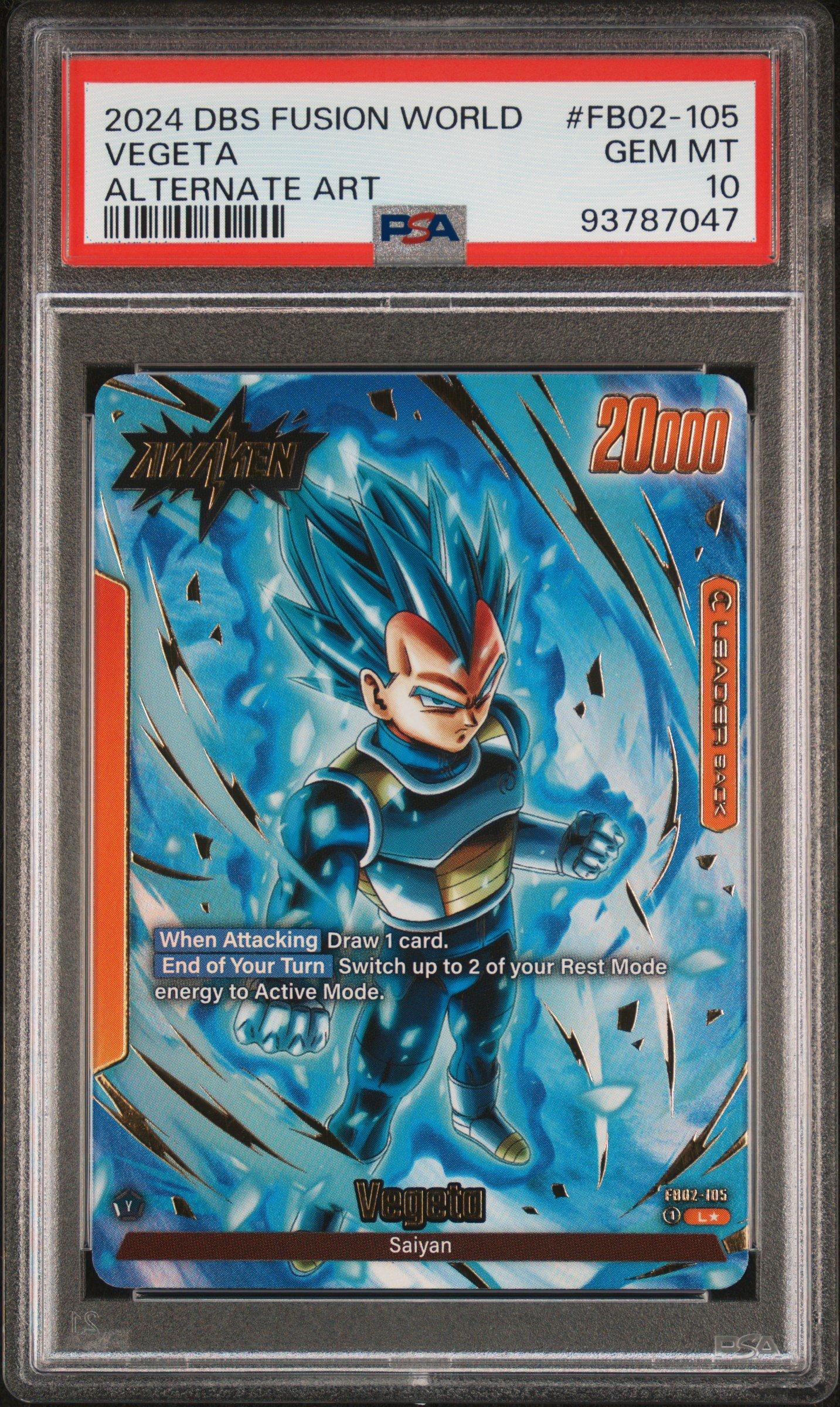 2024 Dragon Ball Super Card Game Fusion World Blazing Aura Fb02-105 Vegeta Alternate Art PSA 10 ...