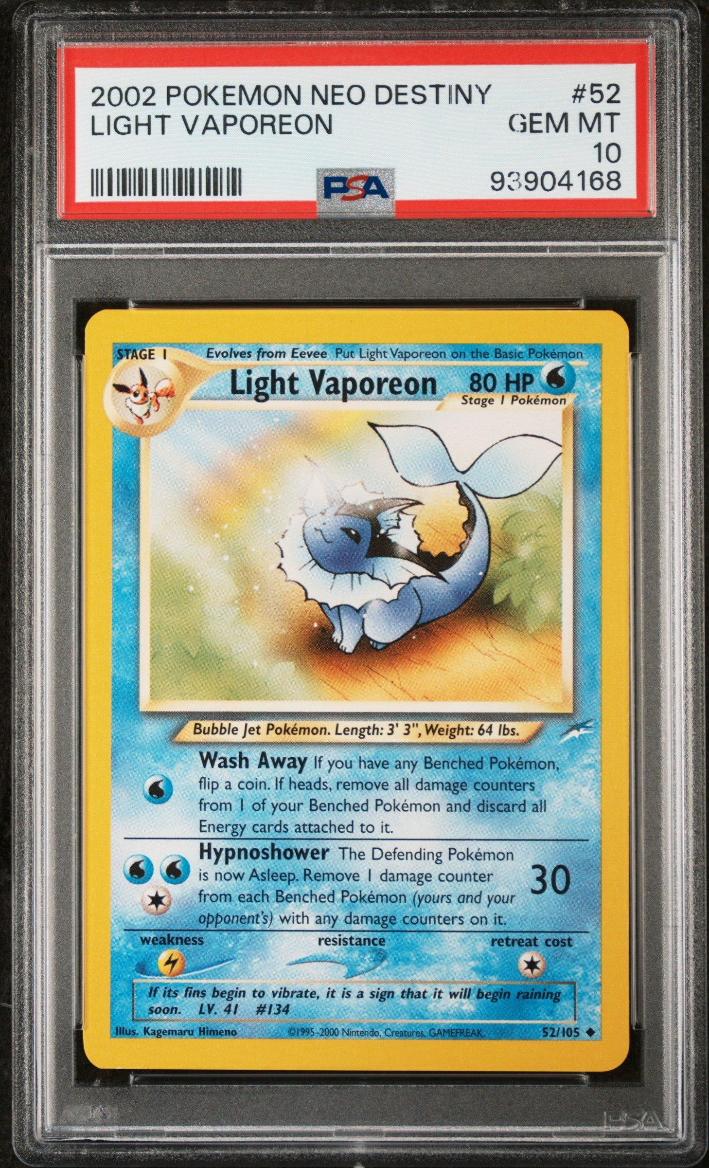 2002 Pokemon Neo Destiny 52 Light Vaporeon PSA 10 | GameStop