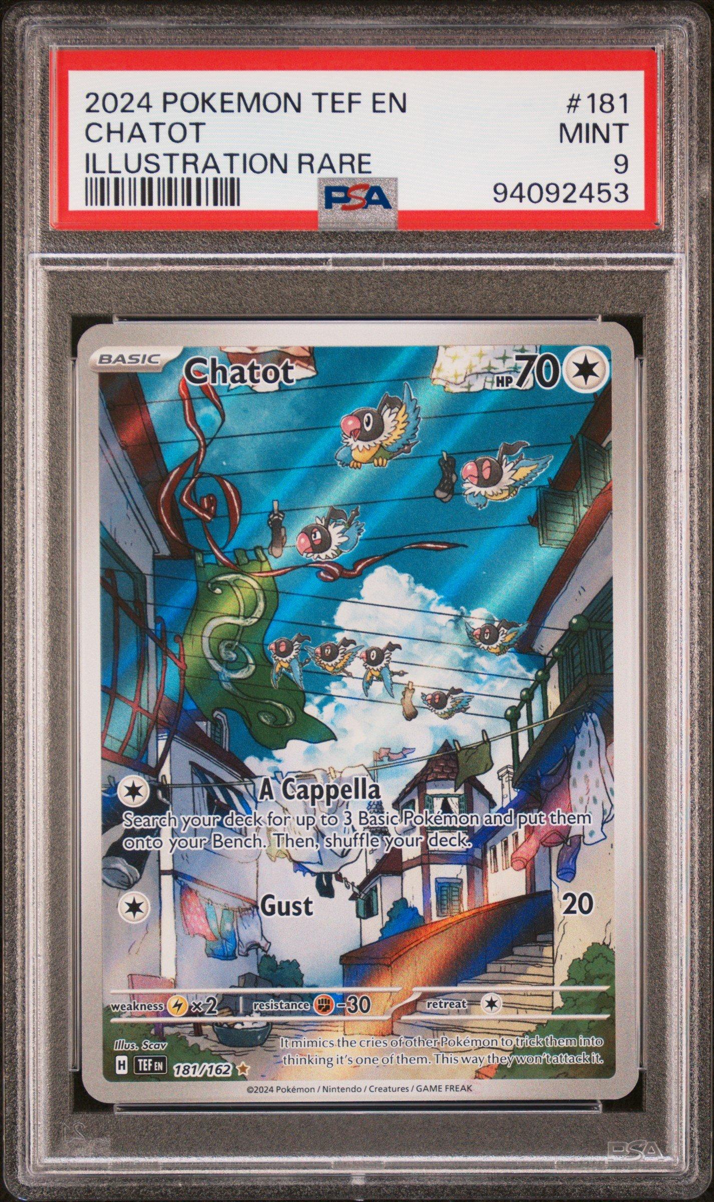 2024 Pokemon Tef En-temporal Forces 181 Chatot Illustration Rare PSA 9 ...