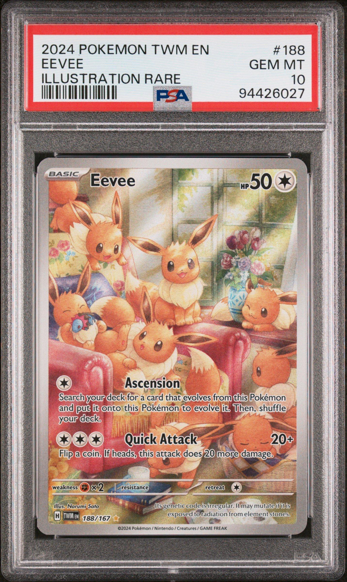 2024 Pokemon Twm En-twilight Masquerade 188 Eevee Illustration Rare PSA ...