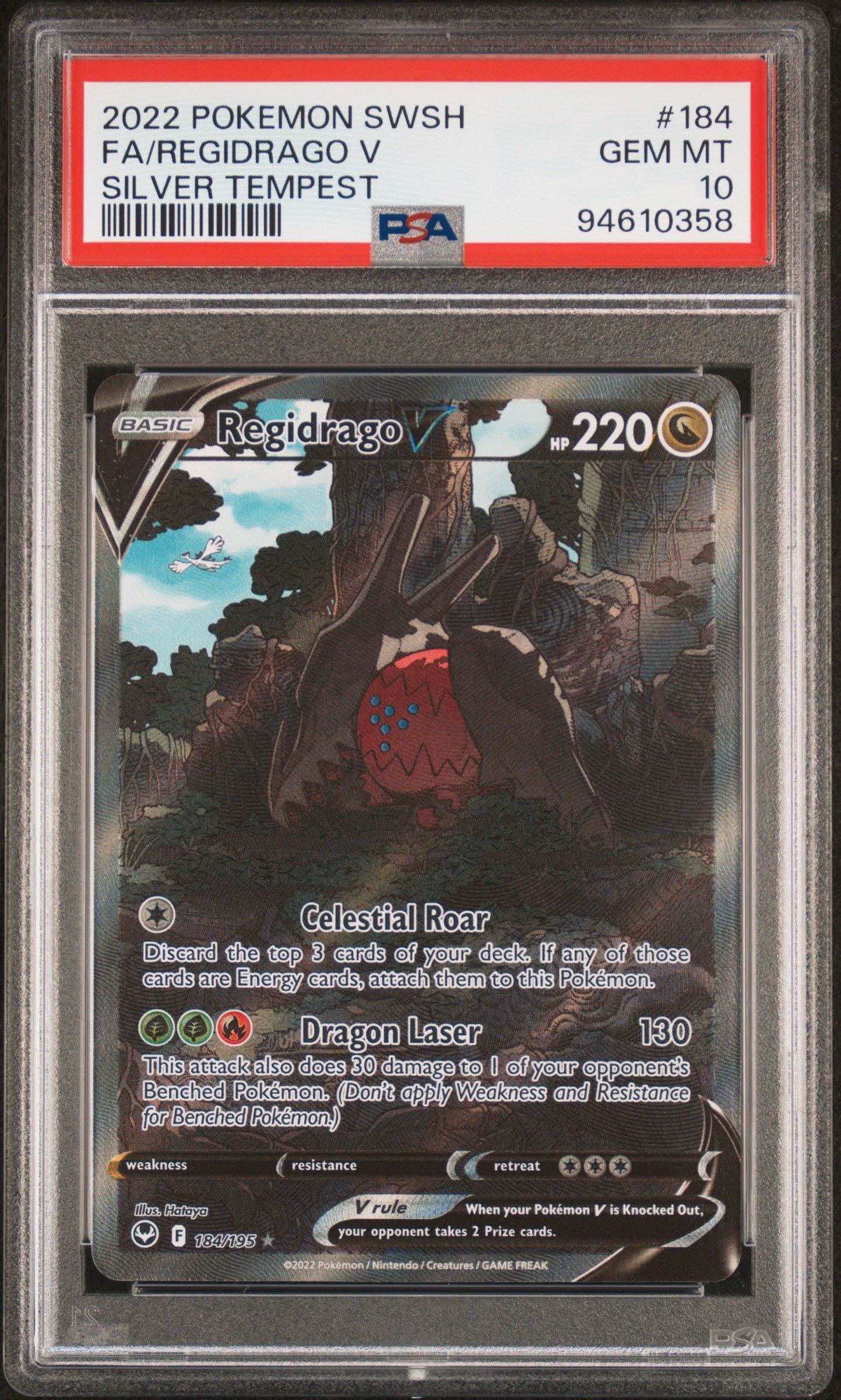 2022 Pokemon Sword & Shield Silver Tempest 184 Full Art/regidrago V PSA ...
