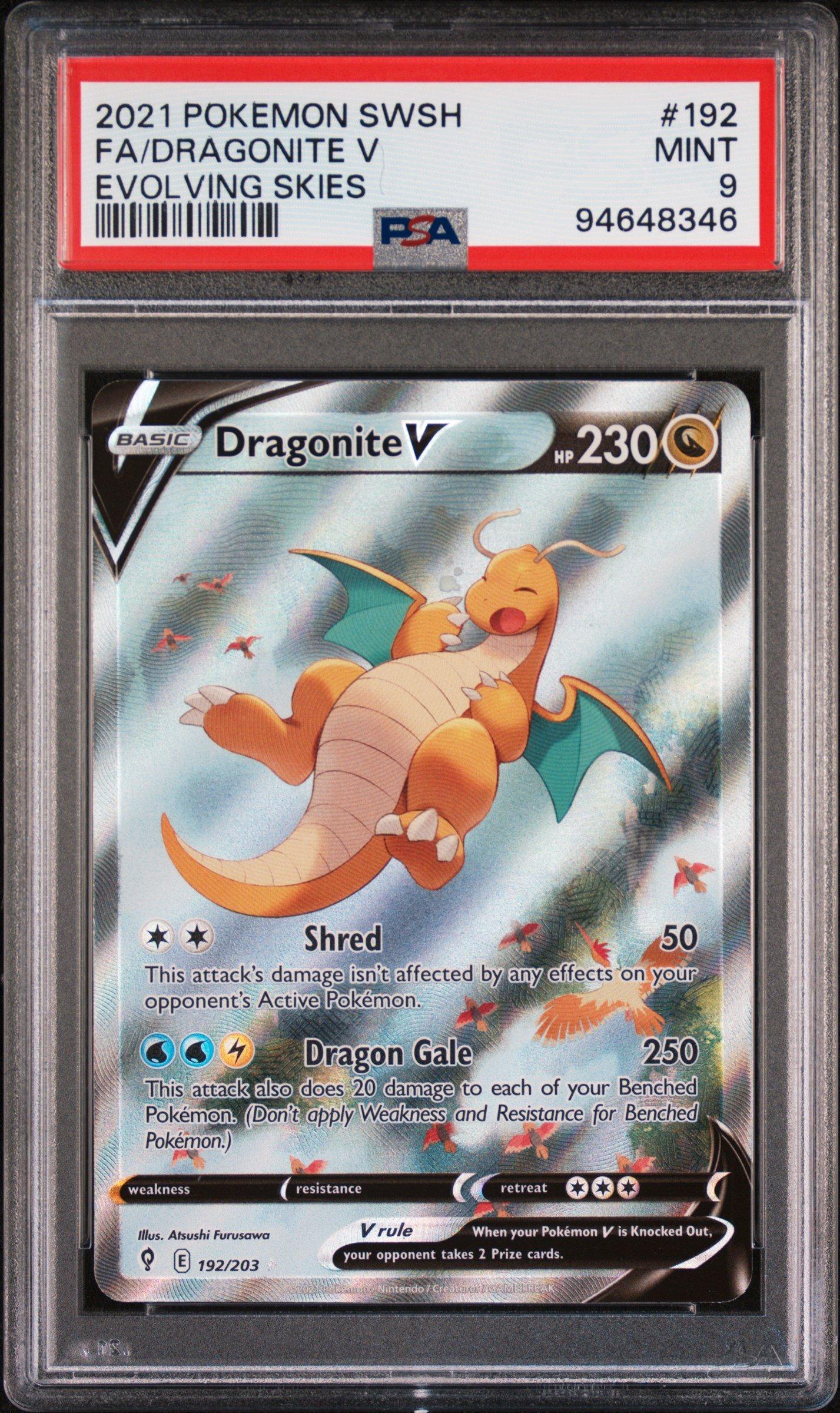 2021 Pokemon Sword & Shield Evolving Skies 192 Full Art/dragonite V PSA ...