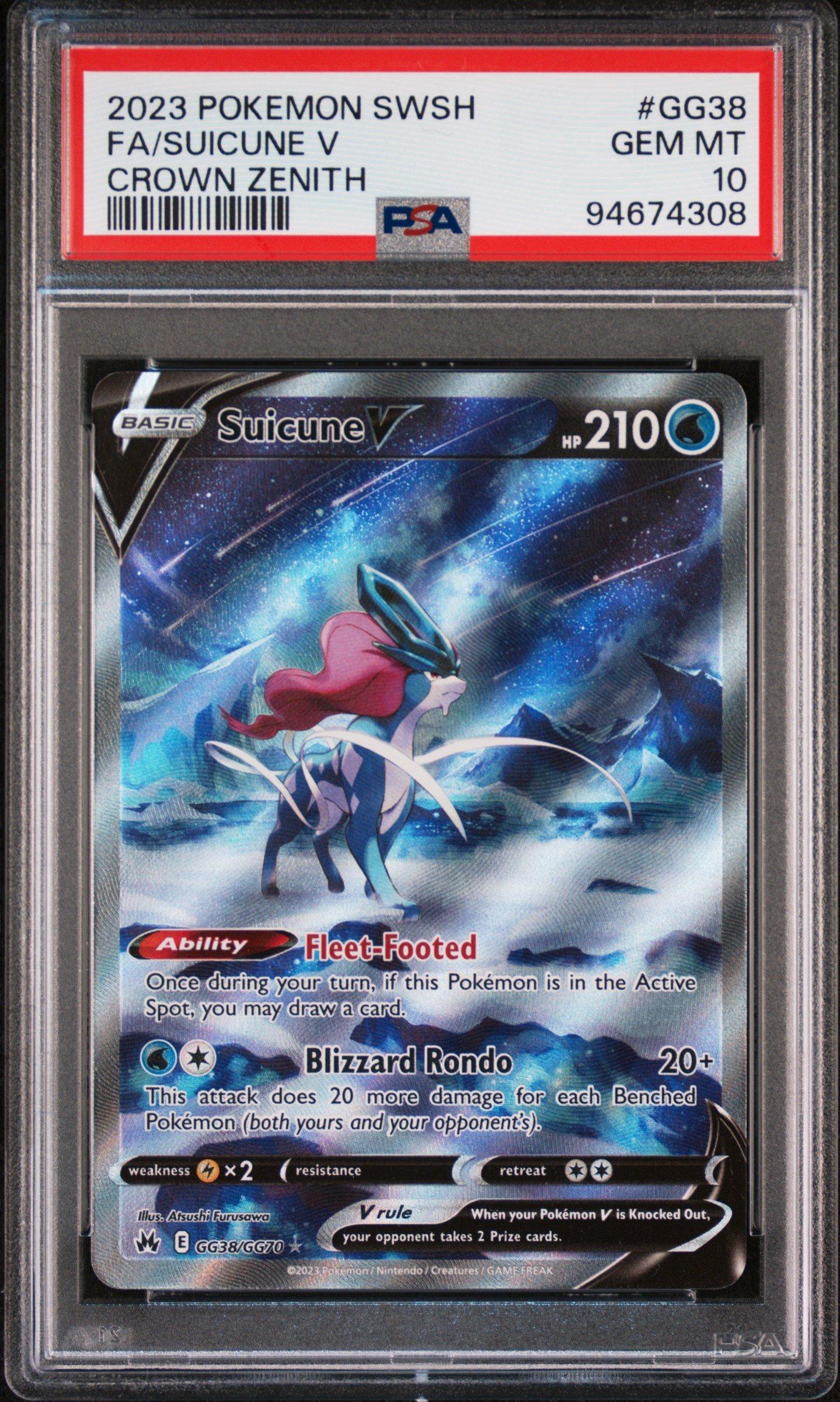 2023 Pokemon Sword And Shield Crown Zenith Gg38 Full Art/suicune V PSA ...