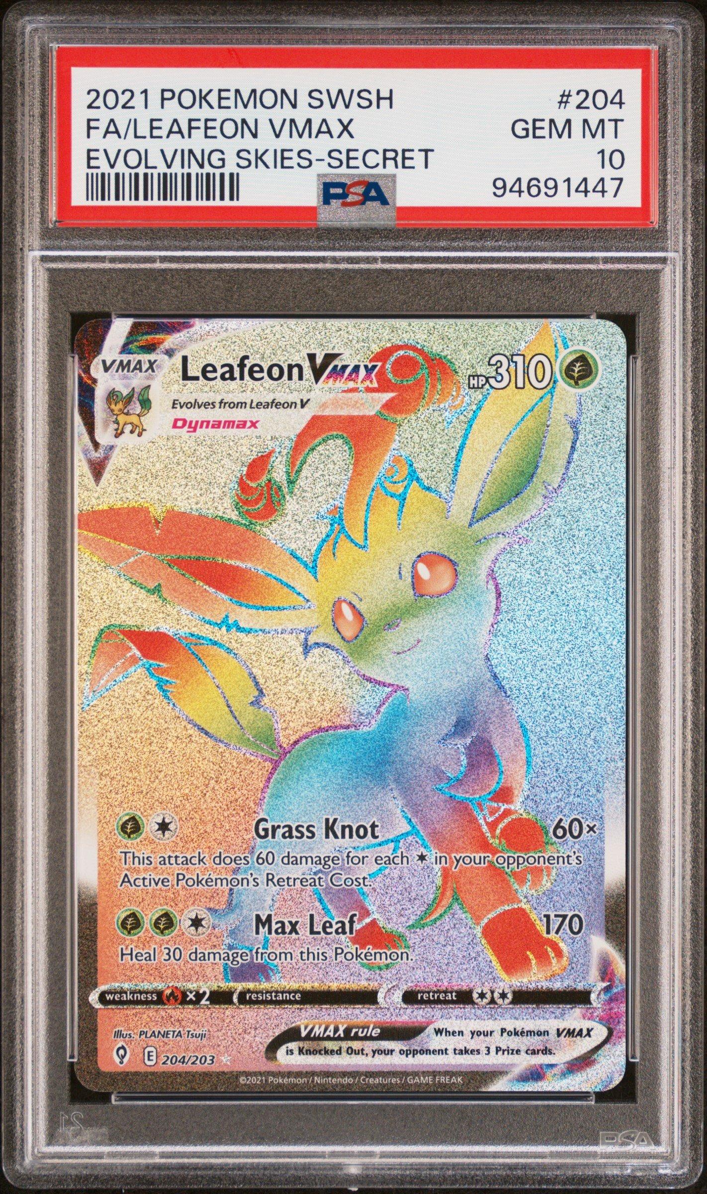 2021 Pokemon Sword & Shield Evolving Skies 204 Full Art/leafeon Vmax Secret PSA 10 | GameStop