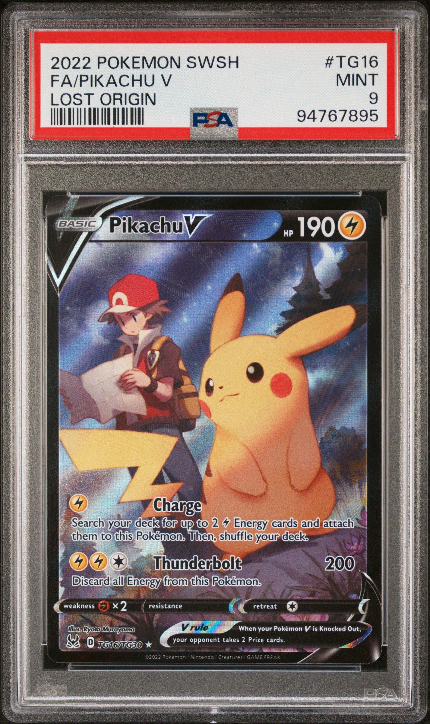 2022 Pokemon Sword & Shield Lost Origin Tg16 Full Art/pikachu V PSA 9 ...