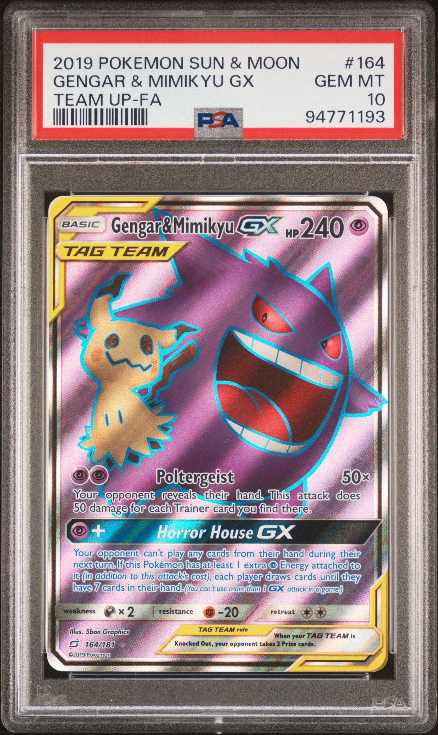 2019 Pokemon Sun & Moon Team Up 164 Full Art/gengar & Mimikyu Gx PSA 10 | GameStop
