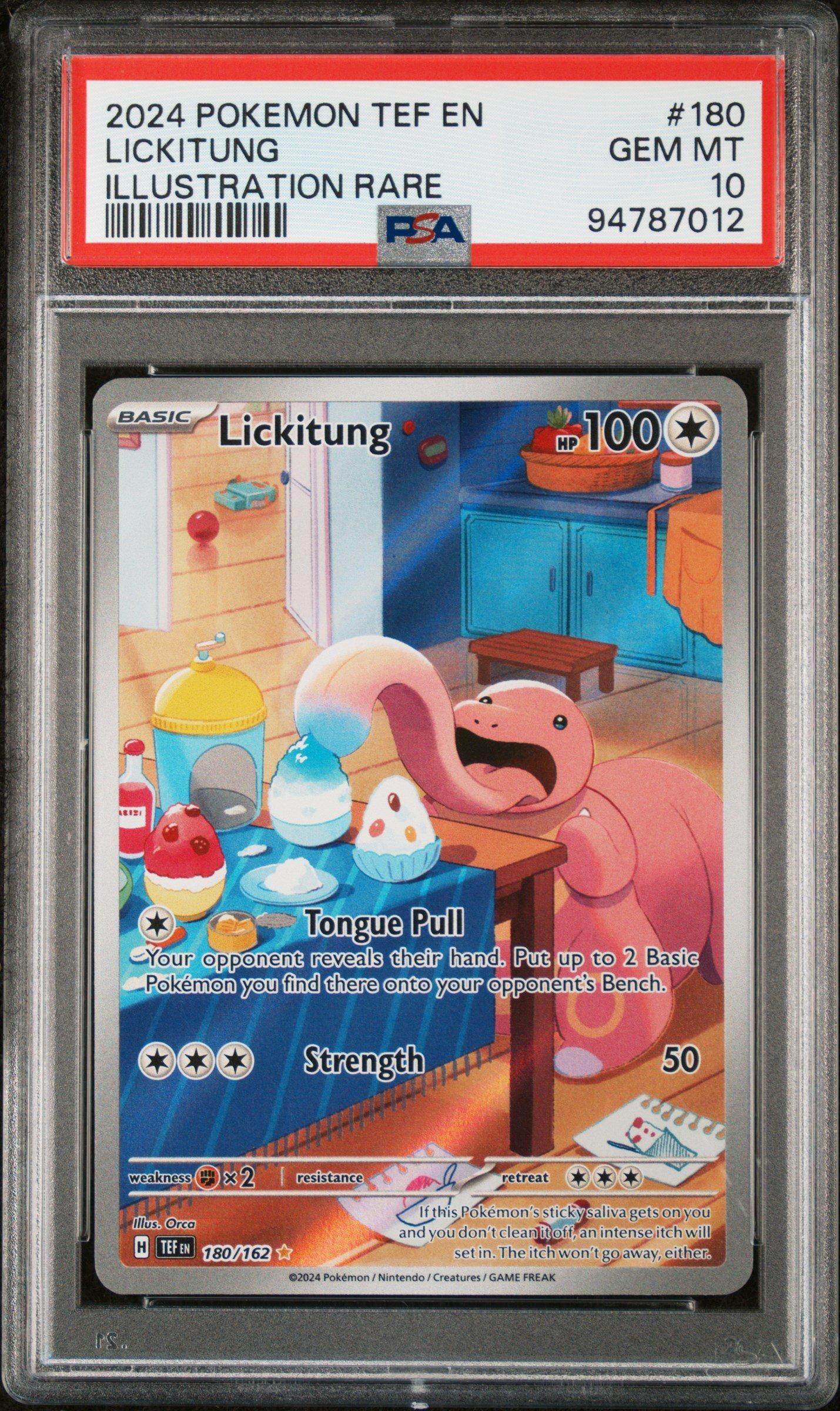 2024 Pokemon Tef En-temporal Forces 180 Lickitung Illustration Rare PSA ...