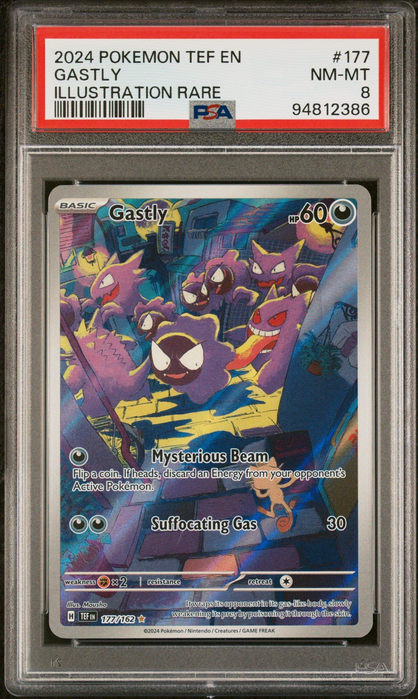 2024 Pokemon Tef En-temporal Forces 177 Gastly Illustration Rare PSA 8 ...