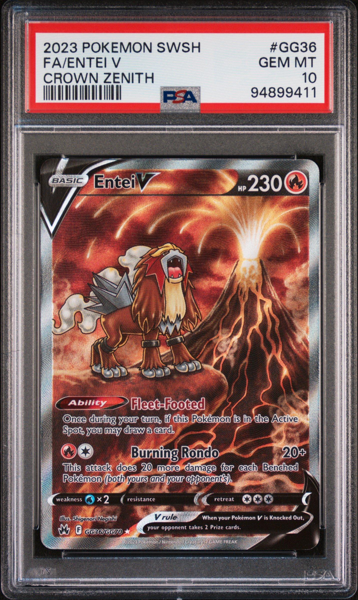 2023 Pokemon Sword And Shield Crown Zenith Gg36 Full Art/entei V PSA 10 ...