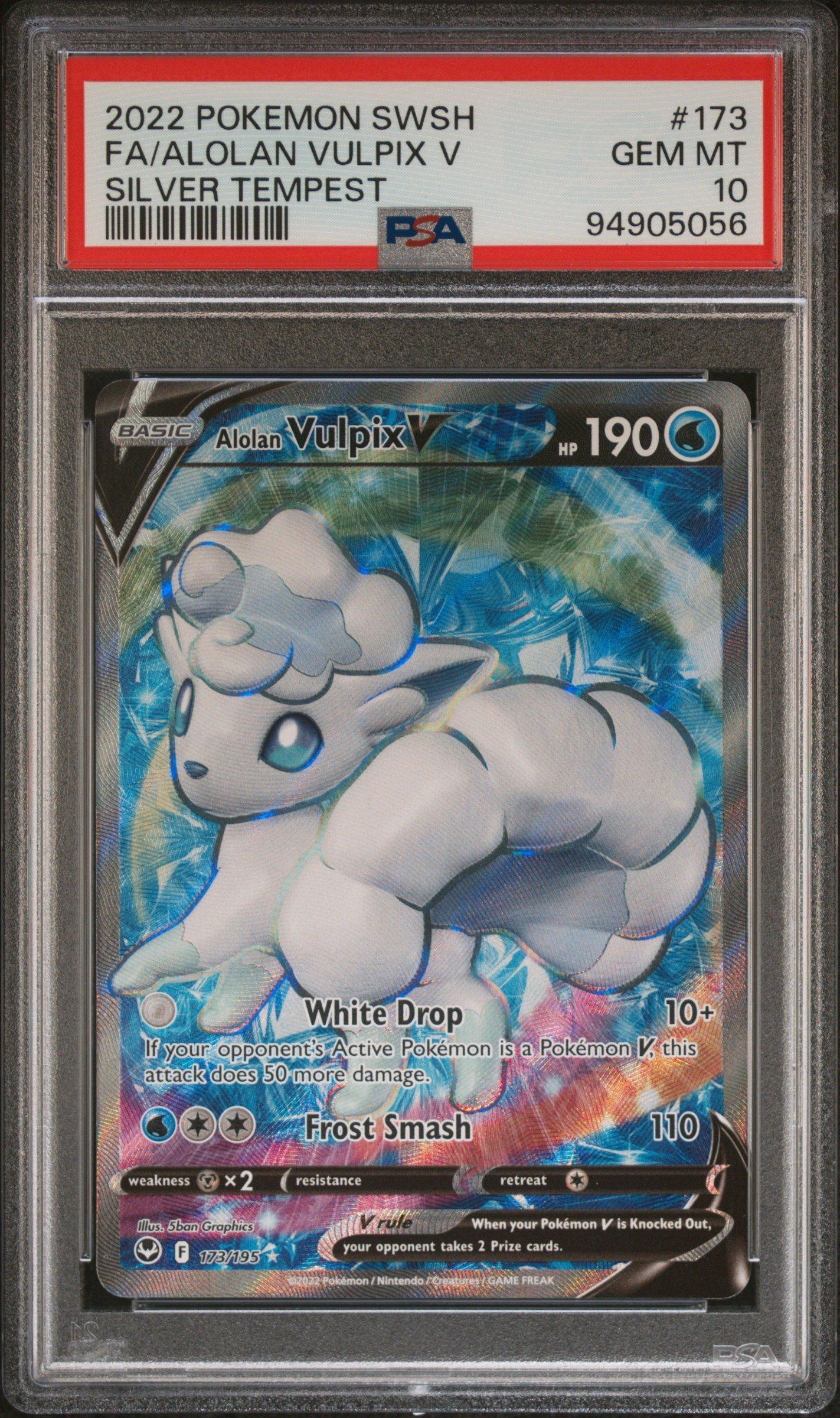 2022 Pokemon Sword & Shield Silver Tempest 173 Full Art/alolan Vulpix V ...