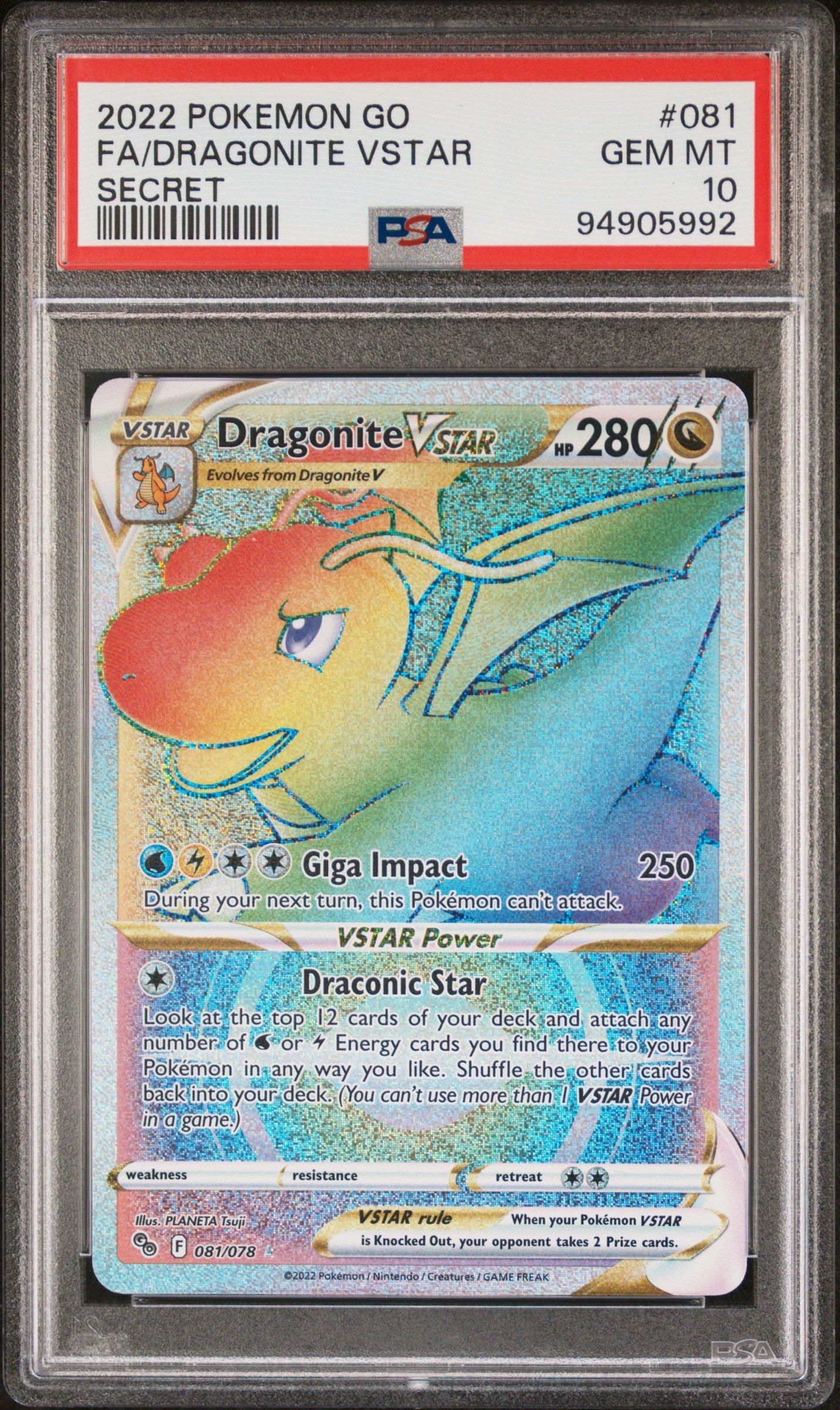 2022 Pokemon Go 081 Full Art/dragonite Vstar Secret PSA 10 | GameStop
