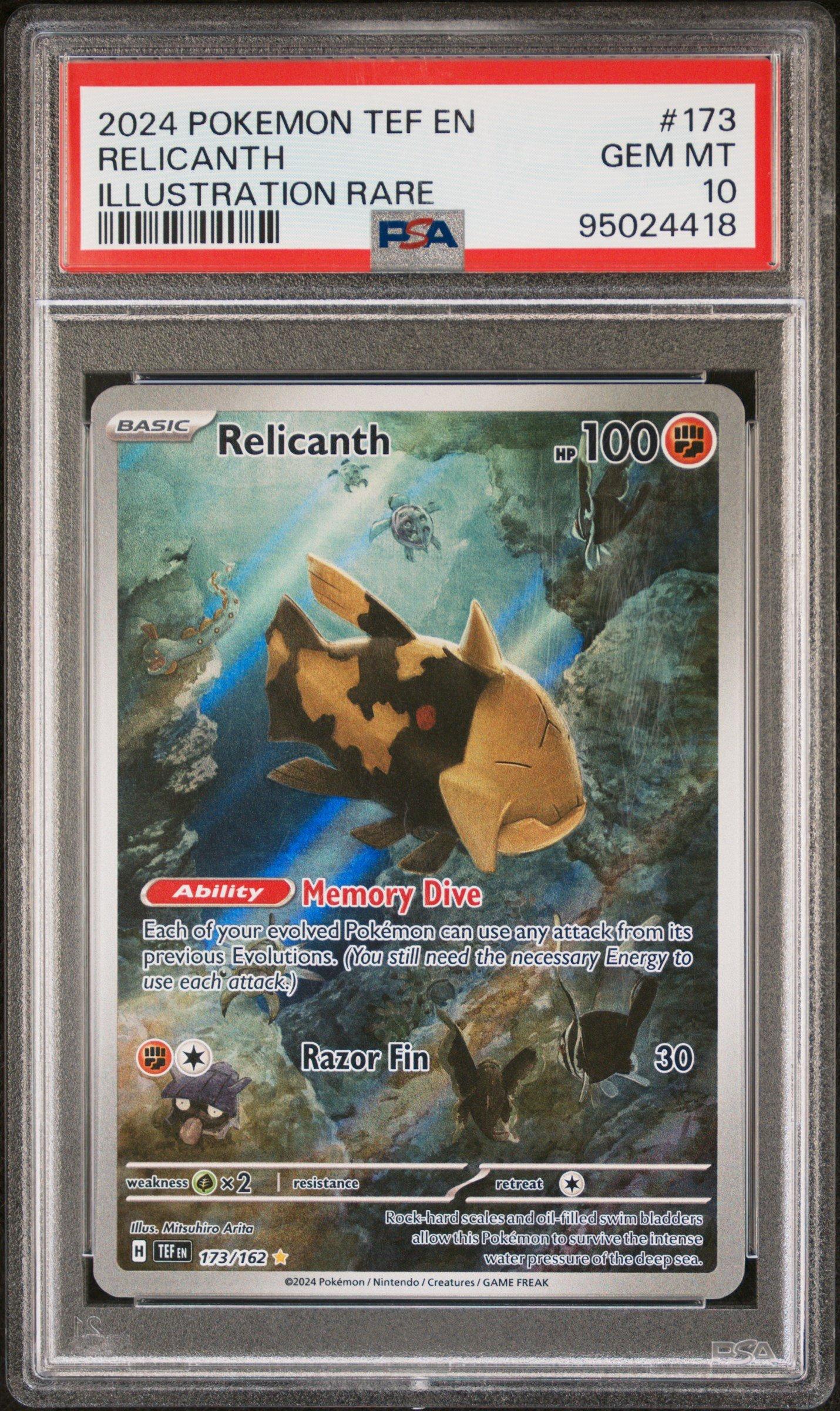 2024 Pokemon Tef En-temporal Forces 173 Relicanth Illustration Rare PSA ...