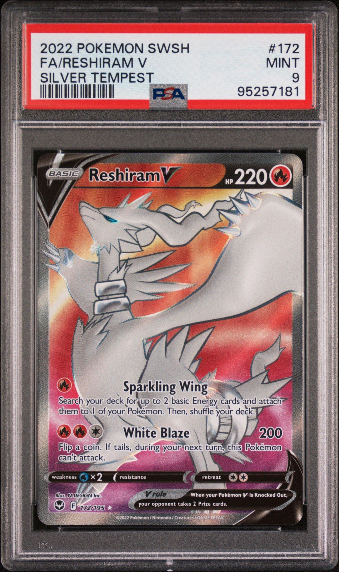 2022 Pokemon Sword & Shield Silver Tempest 172 Full Art/reshiram V PSA ...