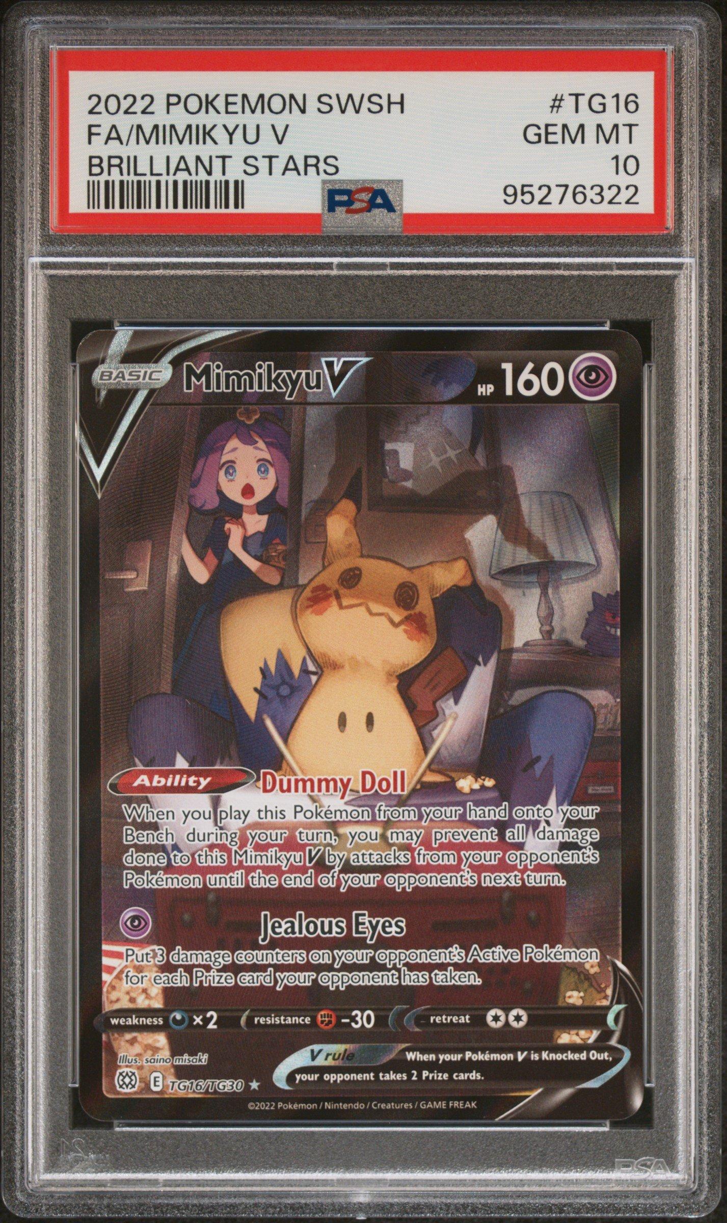 2022 Pokemon Sword & Shield Brilliant Stars Tg16 Full Art/mimikyu V PSA ...