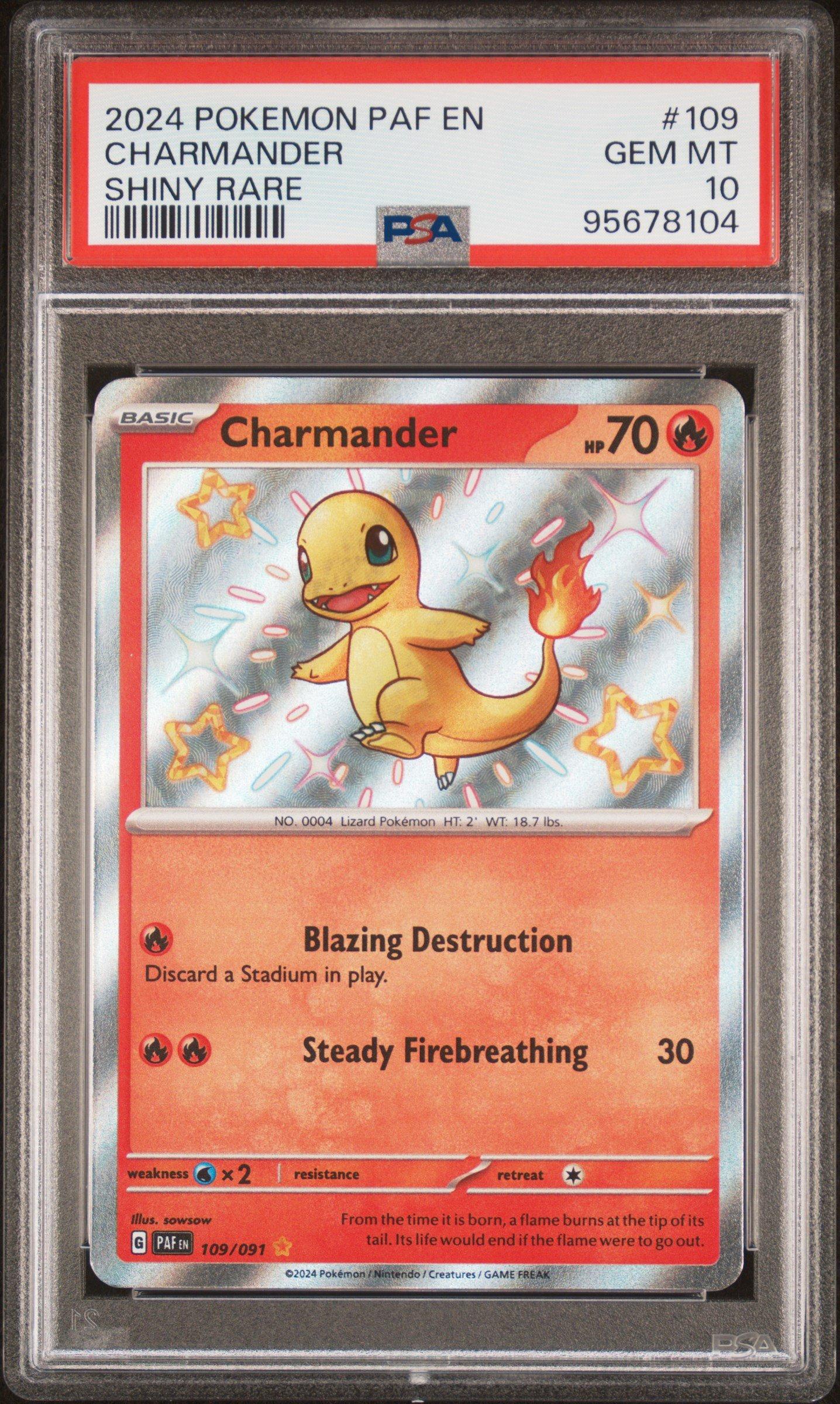 2024 Pokemon Paf En-paldean Fates 109 Charmander Shiny Rare PSA 10 ...