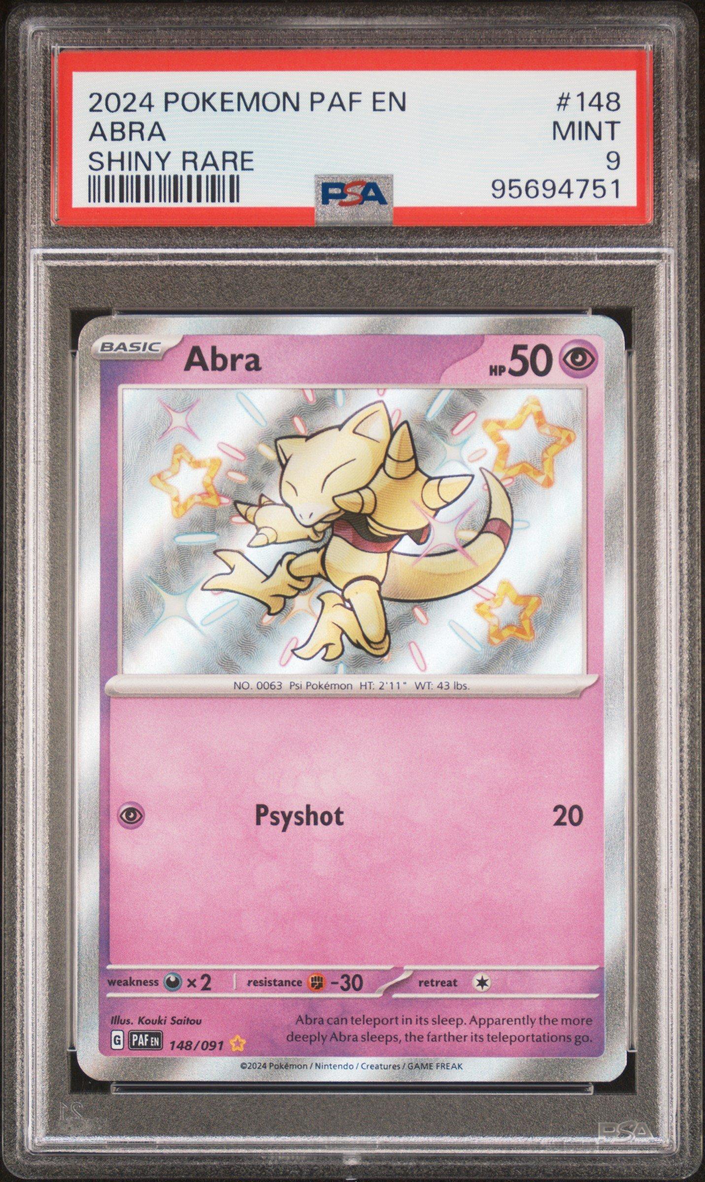 2024 Pokemon Paf En-paldean Fates 148 Abra Shiny Rare PSA 9 | GameStop