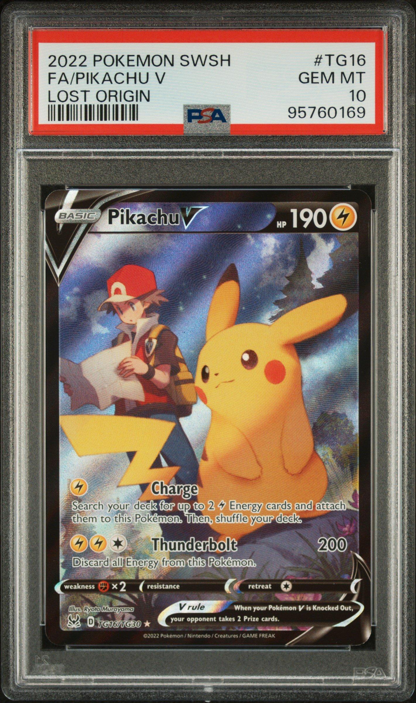 2022 Pokemon Sword & Shield Lost Origin Tg16 Full Art/pikachu V PSA 10 ...