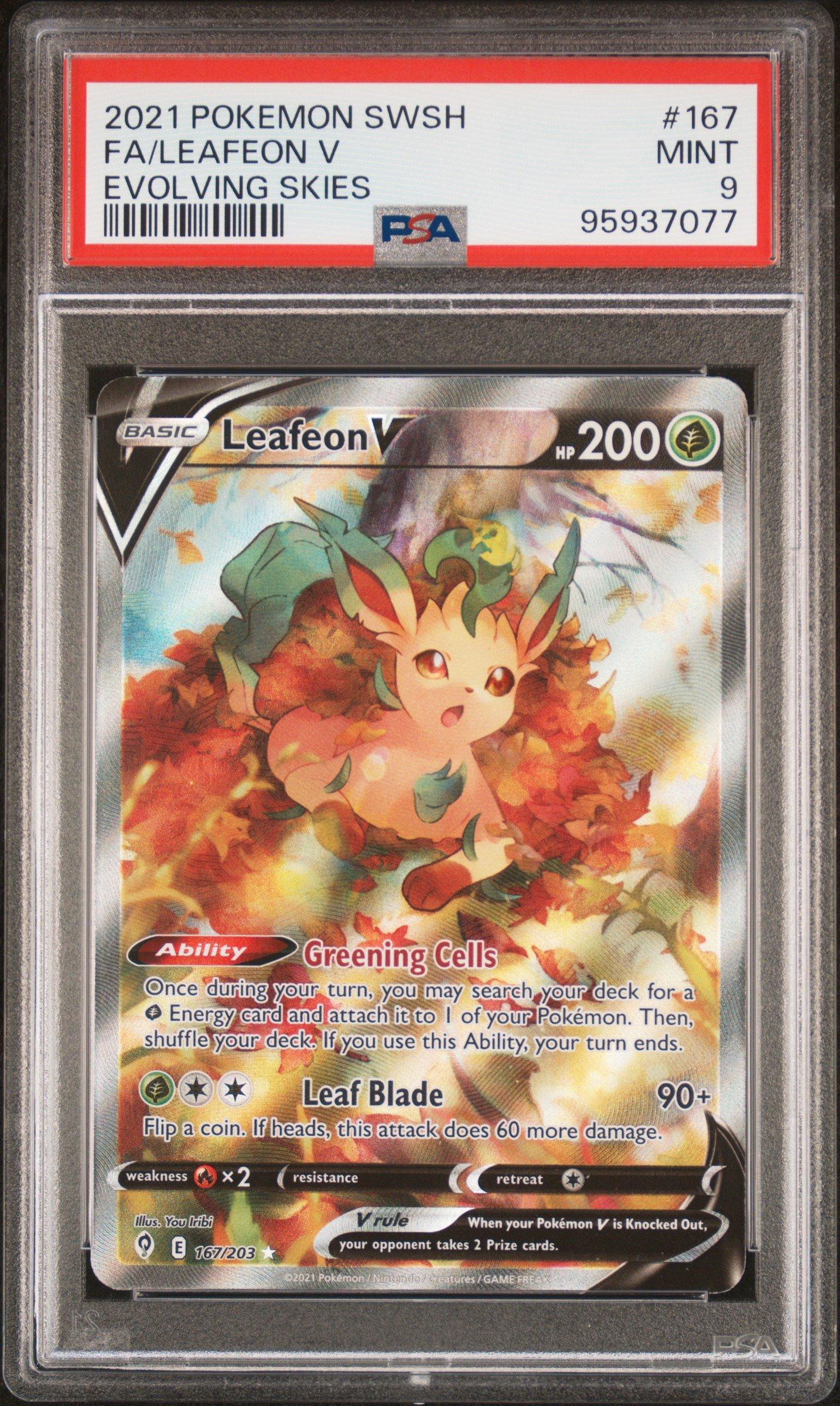 2021 Pokemon Sword & Shield Evolving Skies 167 Full Art/leafeon V PSA 9 ...